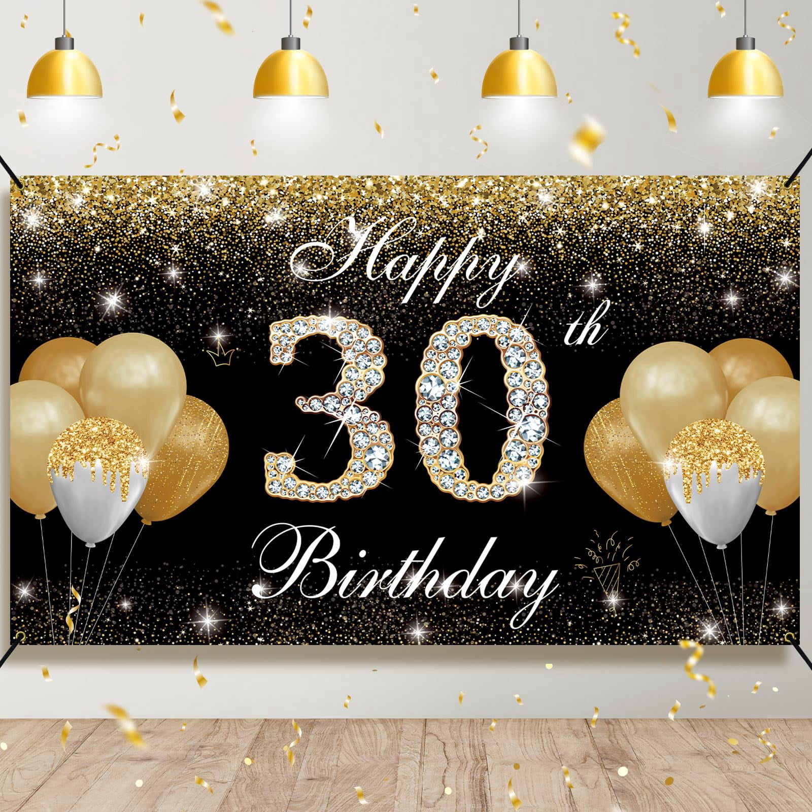 HTDZZI Happy 30th Birthday MMF7 Decorations for Men Women - Black Gold ...