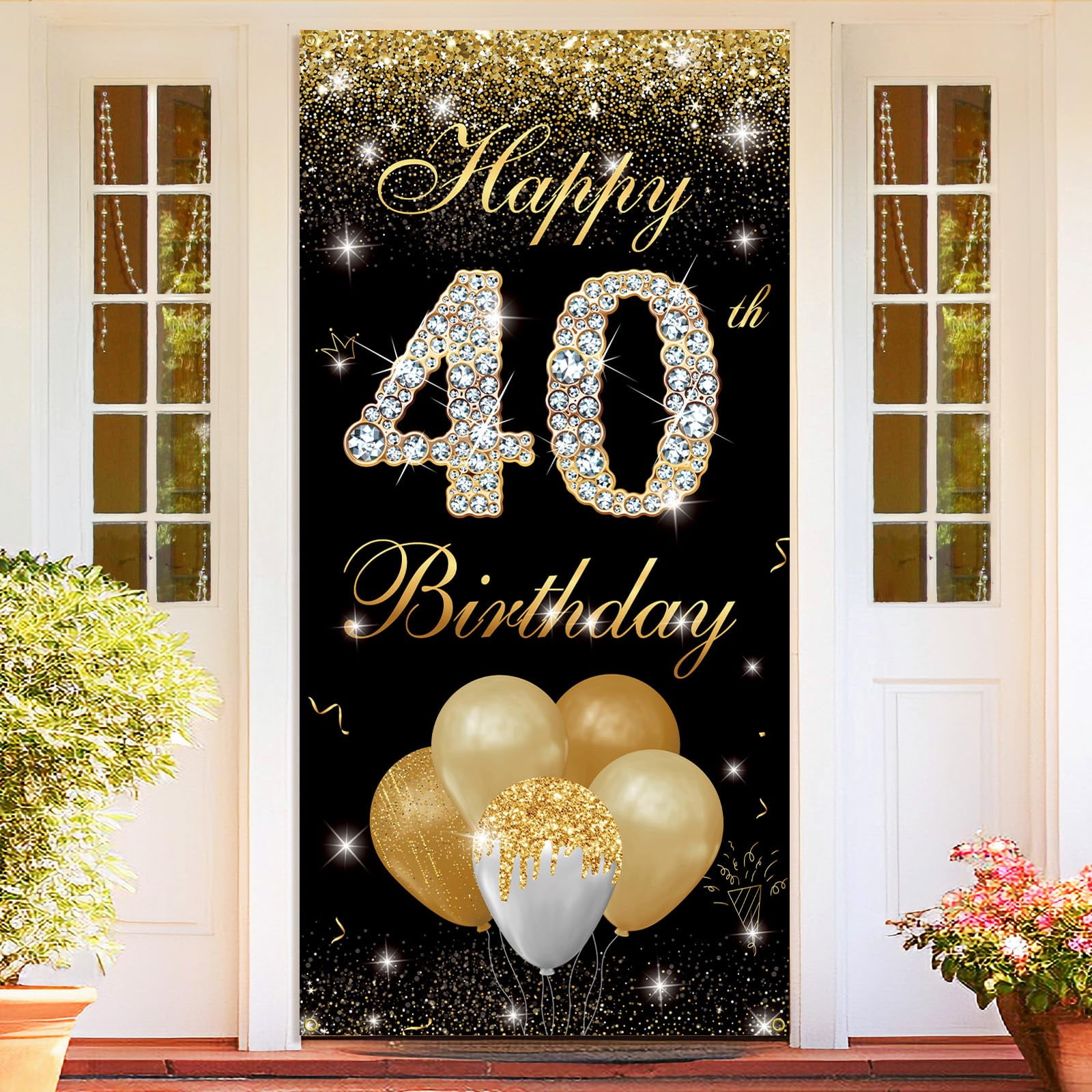 HTDZZI Happy 40th Birthday Decorations for Men Women - 40 Birthday Door ...