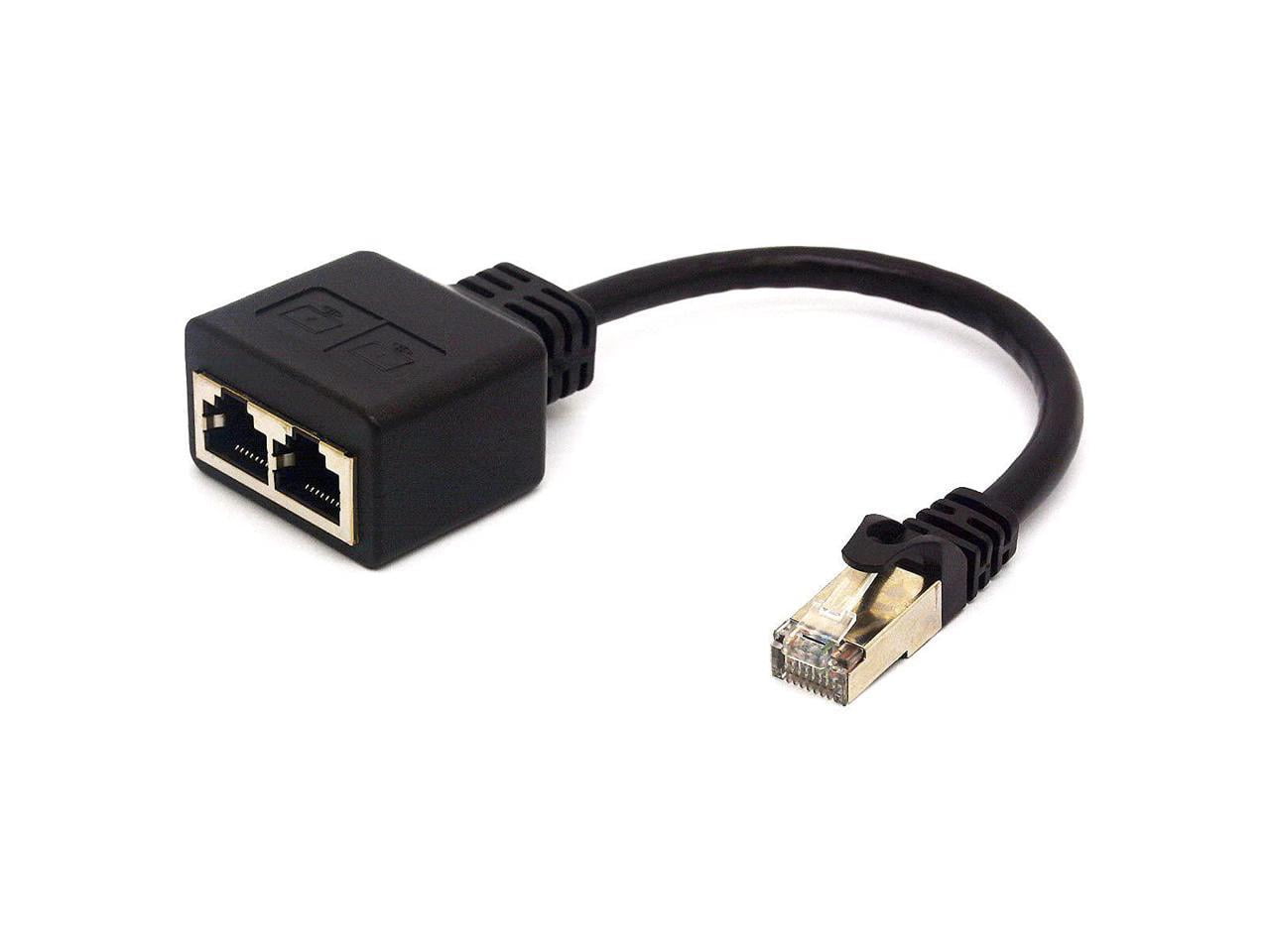 HTGuoji RJ45 Adapter Cable RJ45 Male to Dual Female Adapter Extender ...