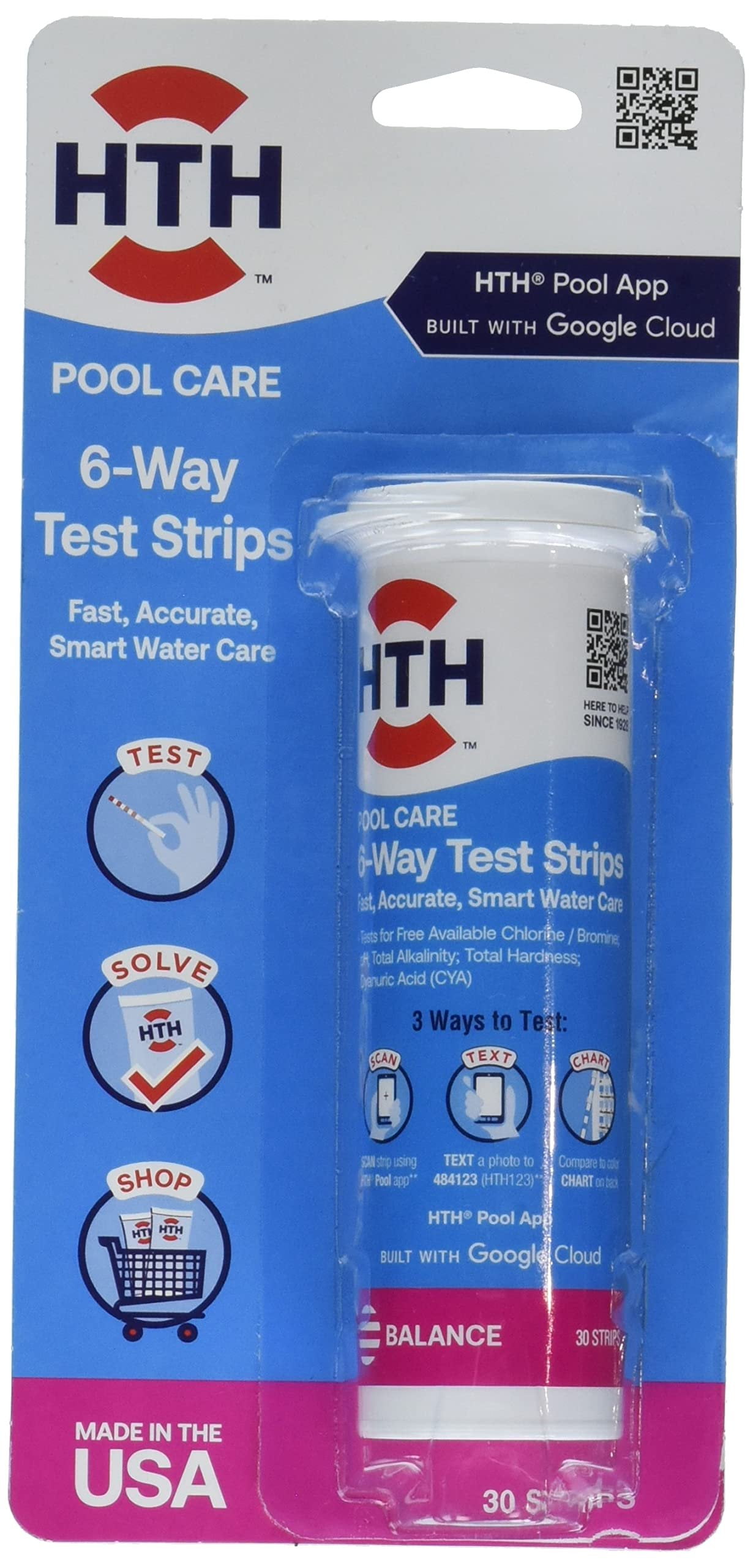 HTH 1276 Swimming Pool Care 6 Way Test Strips, Swimming Pool Water ...