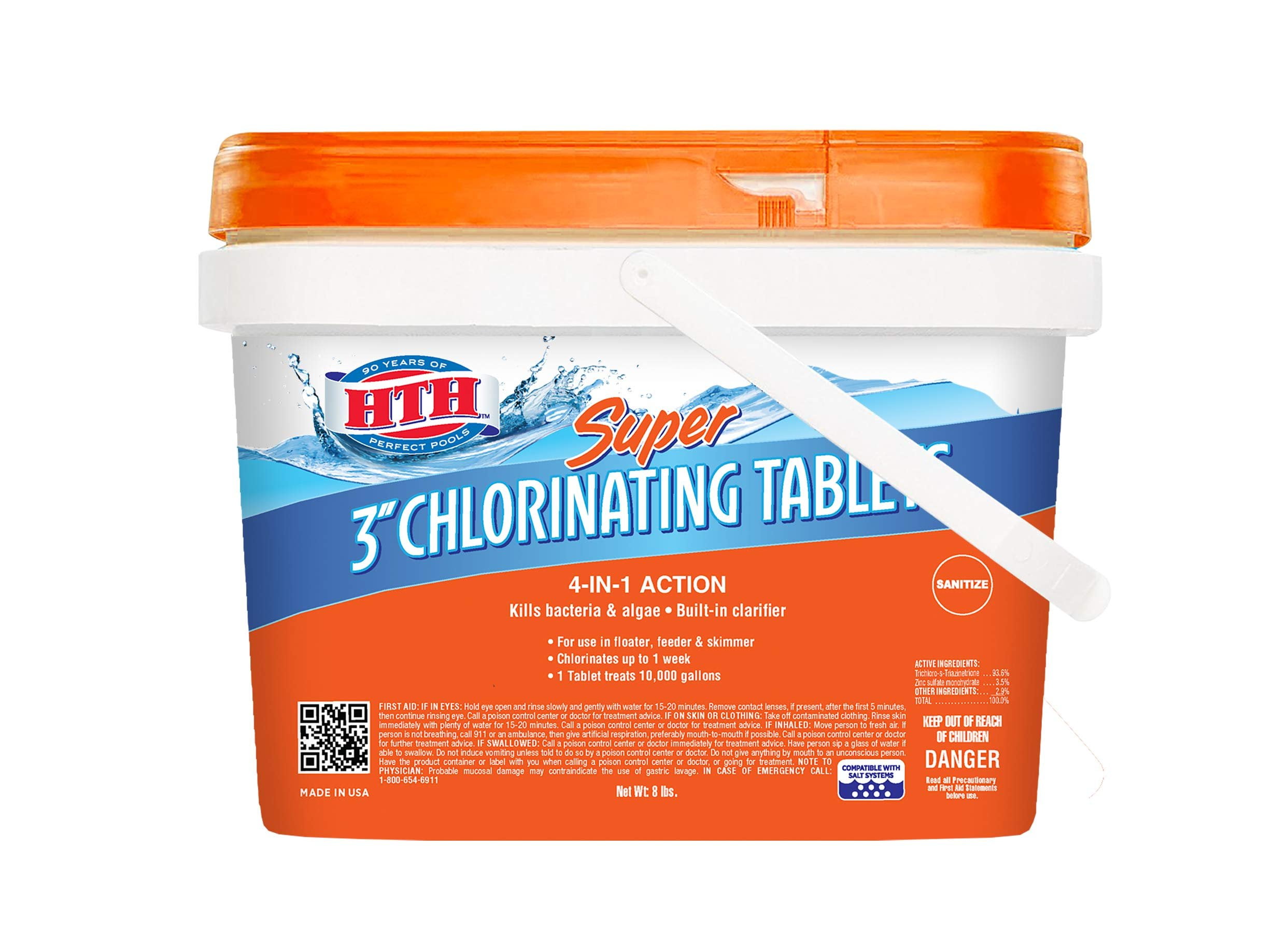 HTH 42043 Super 3" Chlorinating Tablets Swimming Pool Chlorine, 8 lbs - Walmart.com