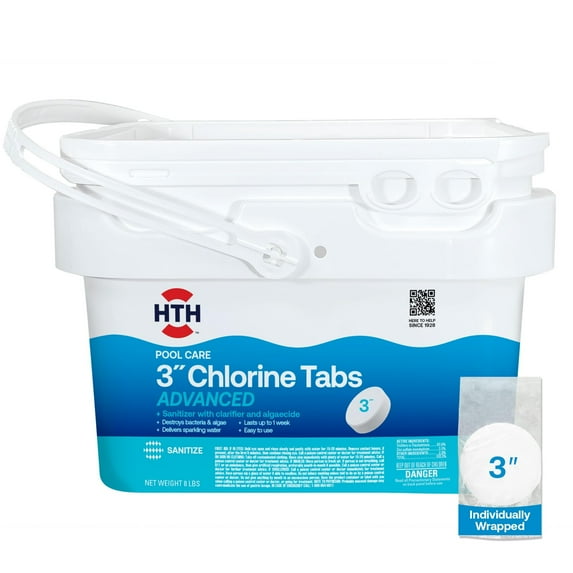 HTH 42053W Pool Care 3" Chlorine Tabs Advanced, Individually Wrapped ...