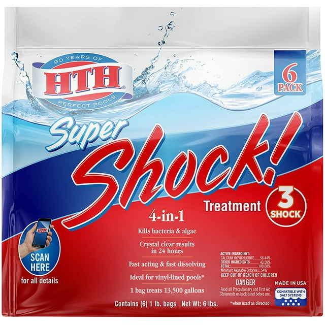 HTH Super Shock Treatment, 1 lb Non-Single Bag Pool Chlorine Cleaner ...