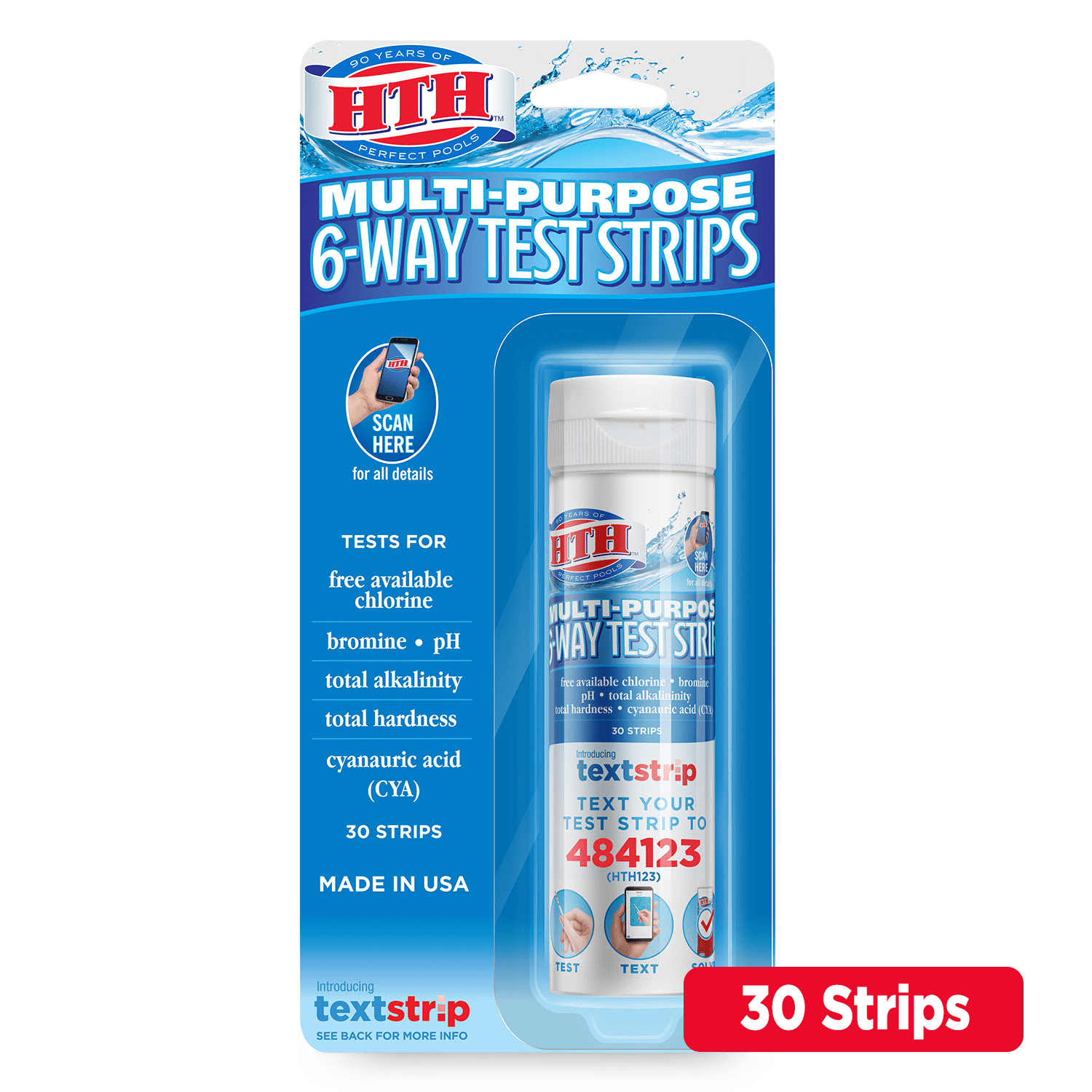 HTH Water Care Chemical Check: Multi-purpose 6-Way Test Strips for ...