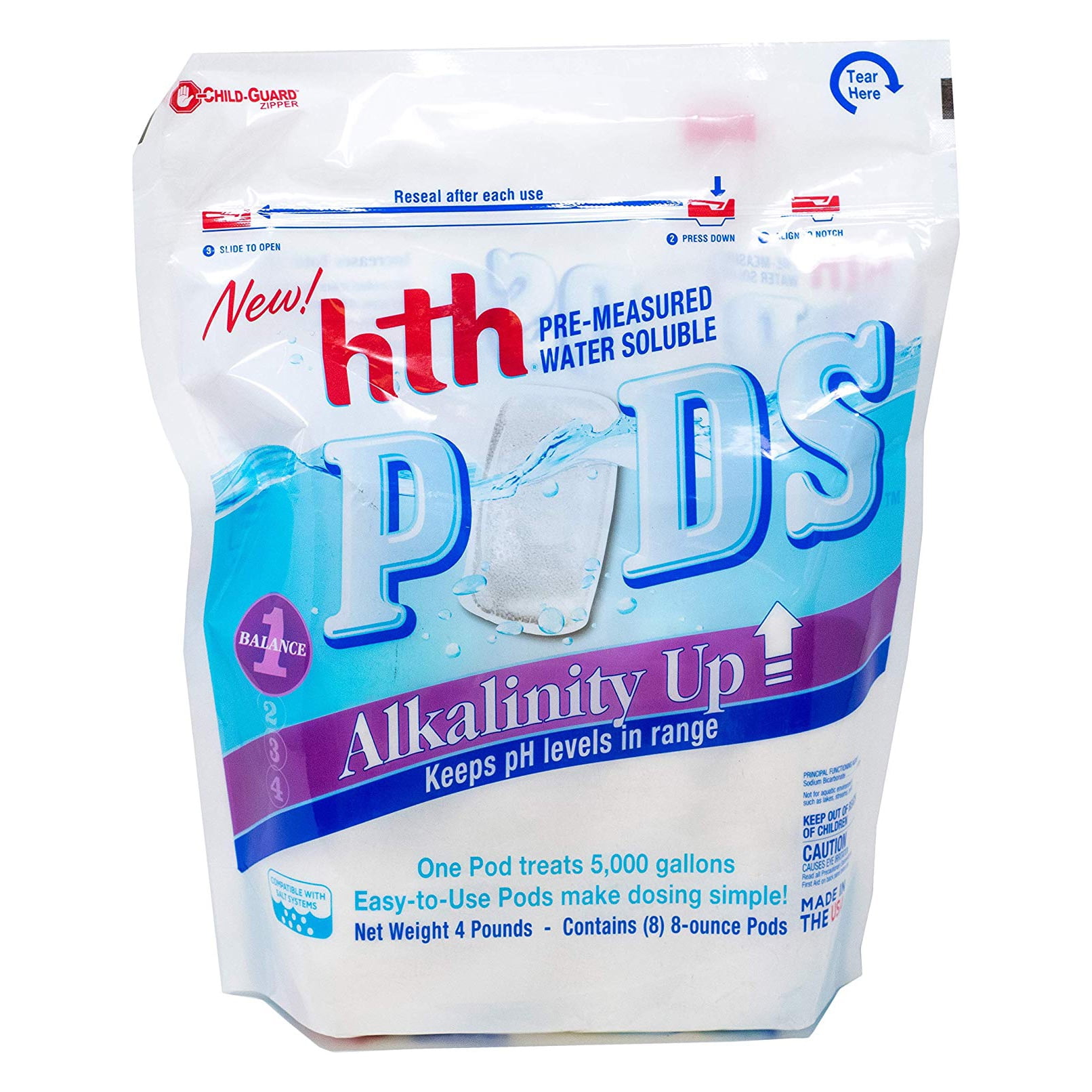 HTH 67053 Pre-Measured Water Soluble Pool Chemical Alkalinity Up Pods ...