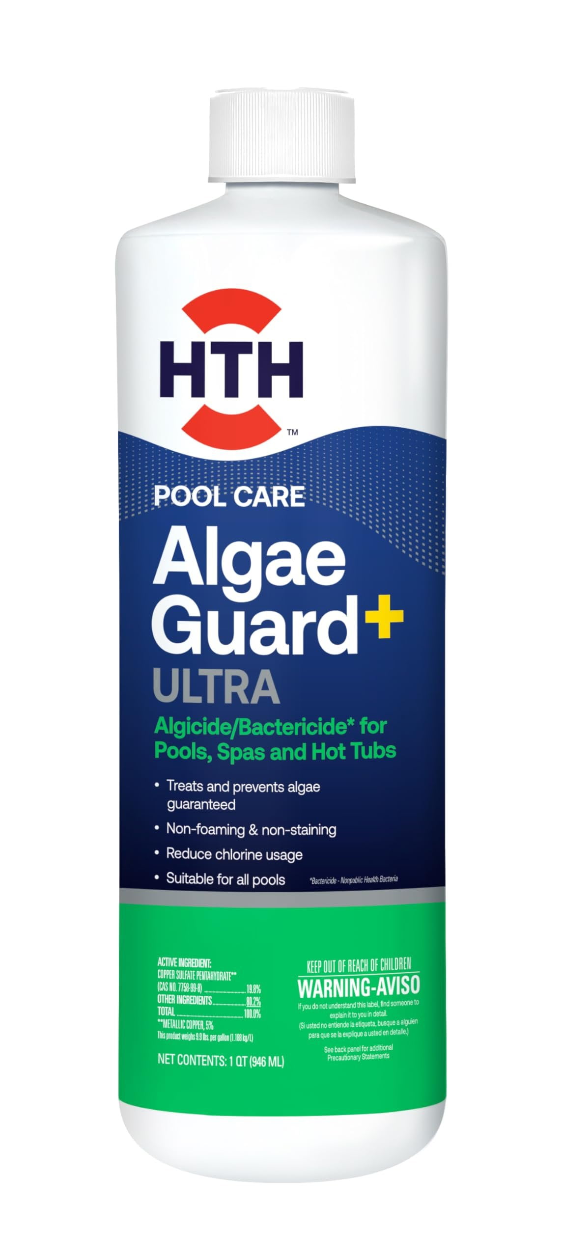 HTH 67244 Swimming Pool Care Ultra Algae Guard Plus, 32oz - Walmart.com