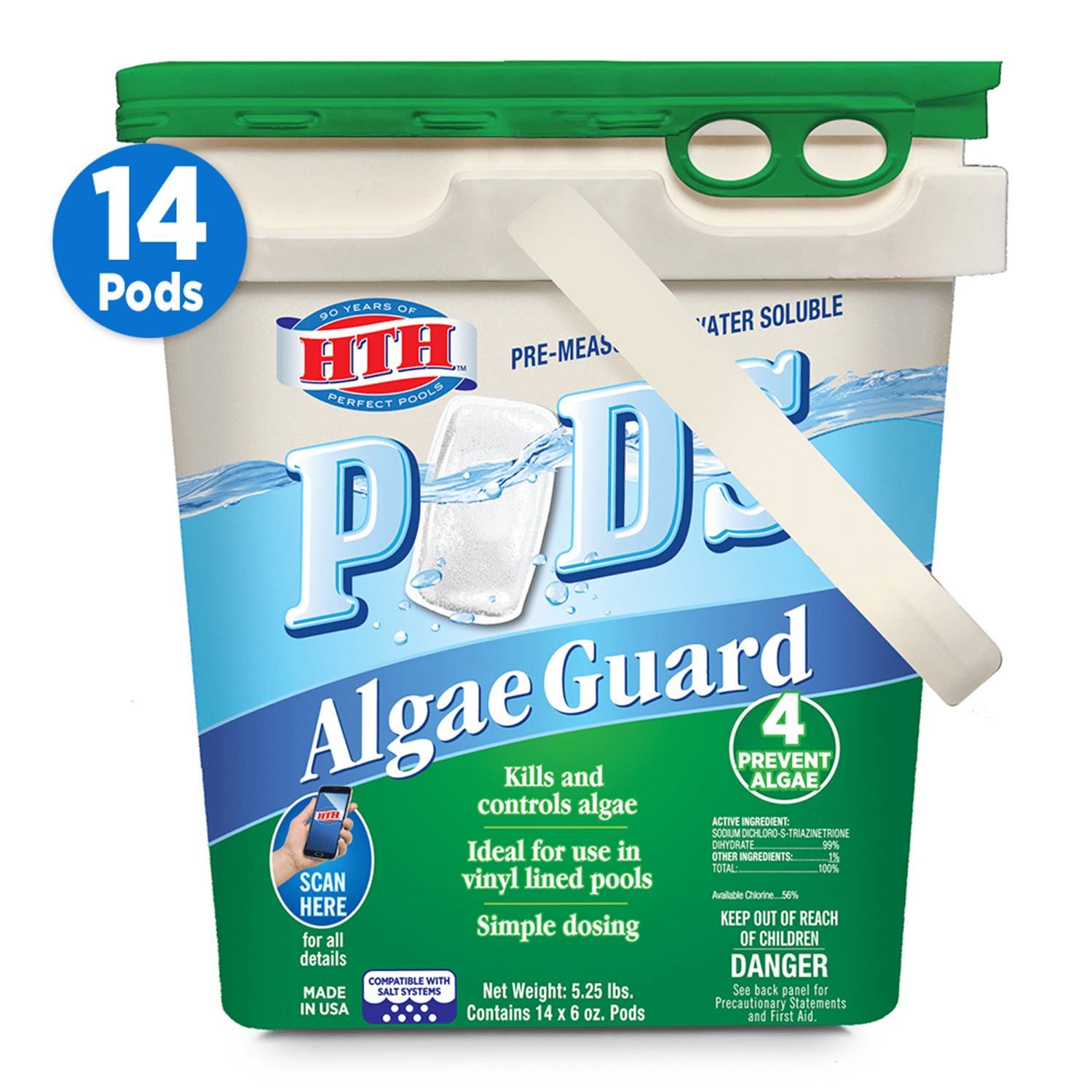 HTH Algae Guard Pre-Measured Water Soluble Pods Pool Chemical 5.25 lb ...