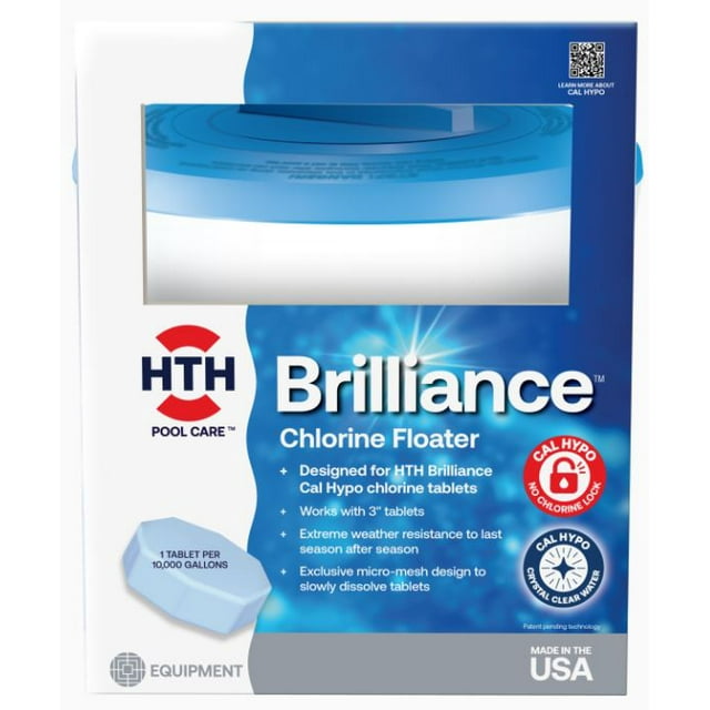 HTH Brilliance Chlorine Floater, Holds 4 Brilliance Tabs, Holds 5 3 ...
