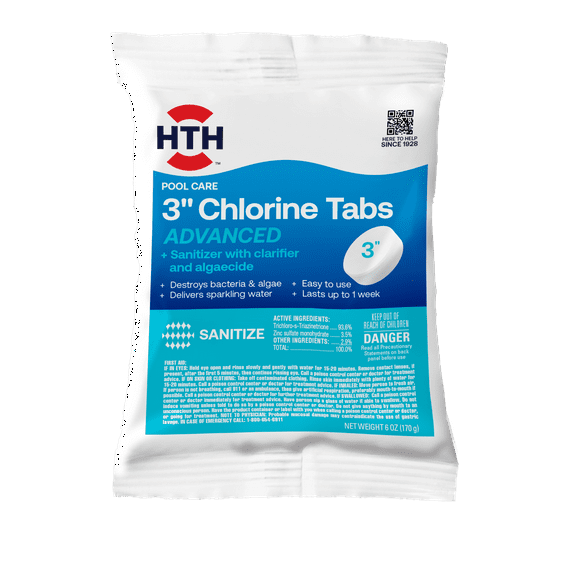 HTH 3-inch Chlorine Tablet Advanced — Tablet, 6 oz — Pool Sanitizer for ...