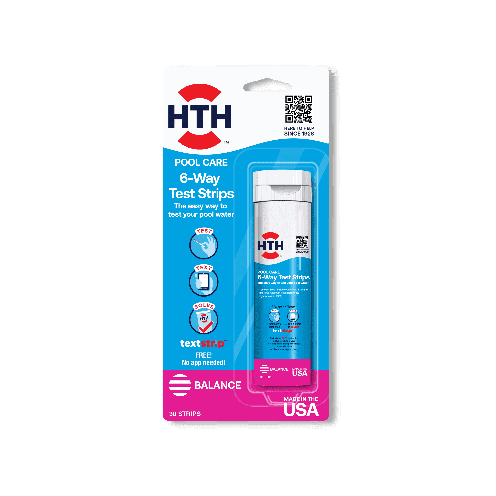 HTH Pool Care 6-Way Test Strips for Swimming Pools, 0.5 lb. Contains 35 ...