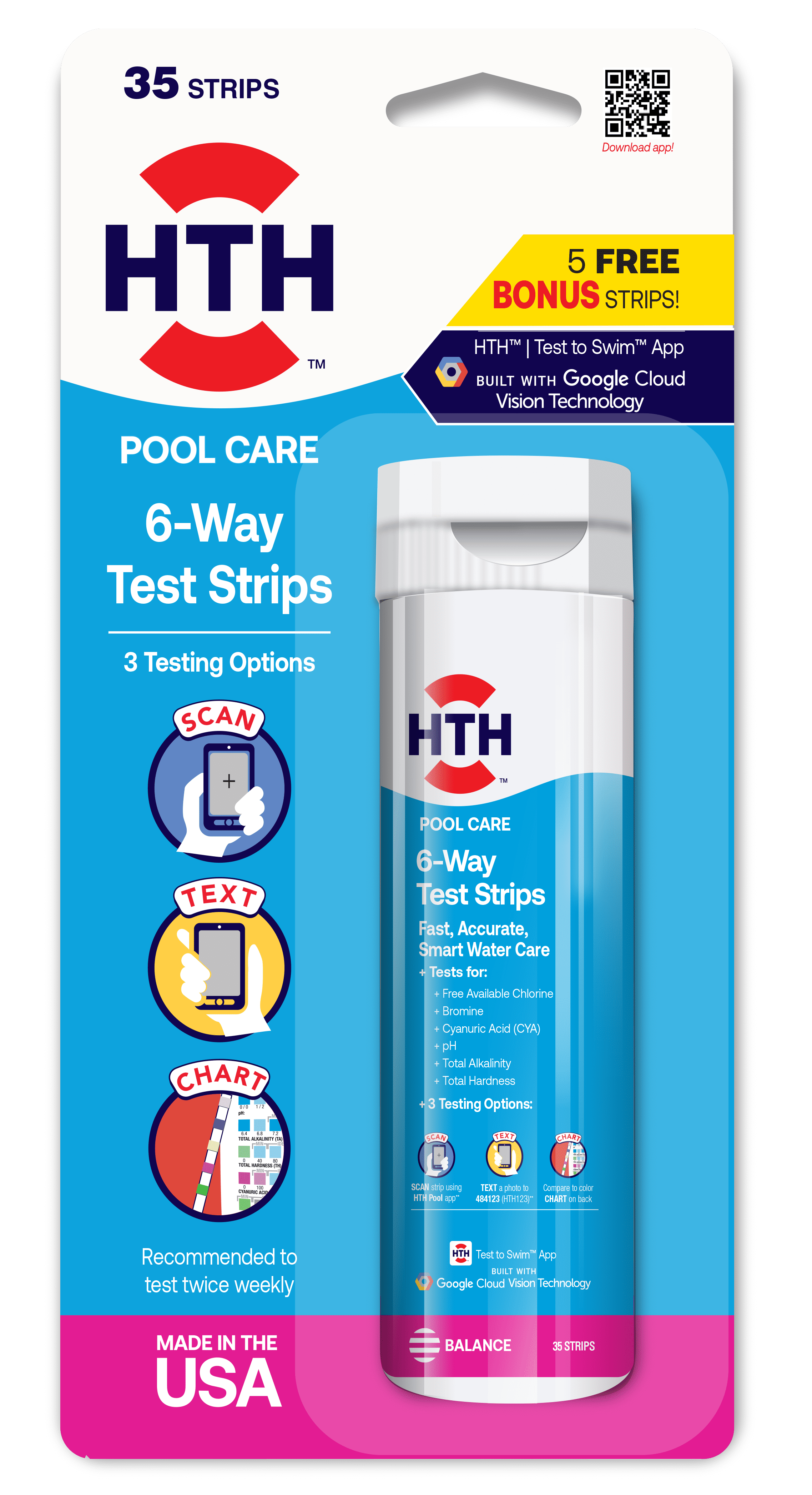 HTH Pool Care 6-Way Test Strips, 35 Piece Water Testing Kit - Walmart.com