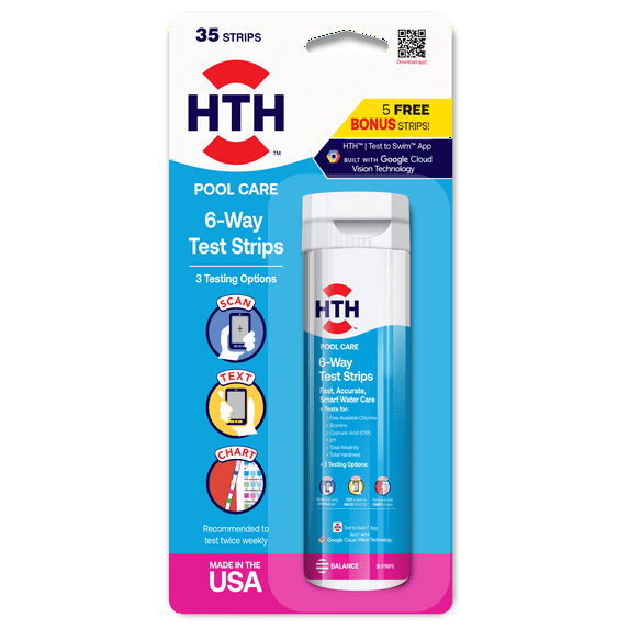 HTH Pool Care 6-Way Test Strips, 35 Piece Water Testing Kit - Walmart.com