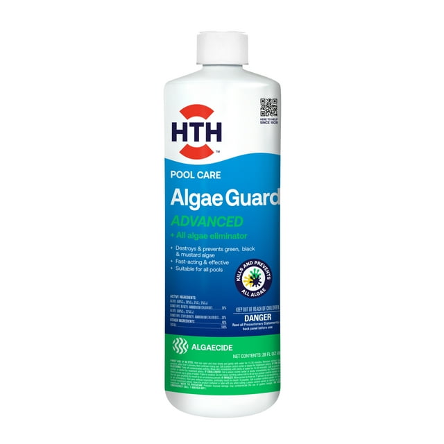 HTH Pool Care Algae Guard Advanced for Swimming Pools, Liquid Algaecide ...