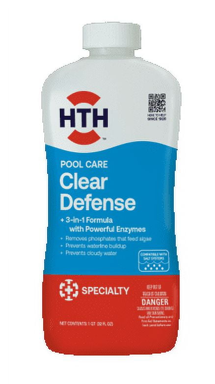 HTH Pool Care, Clear Defense for Swimming Pools, 1Qt, Removes ...