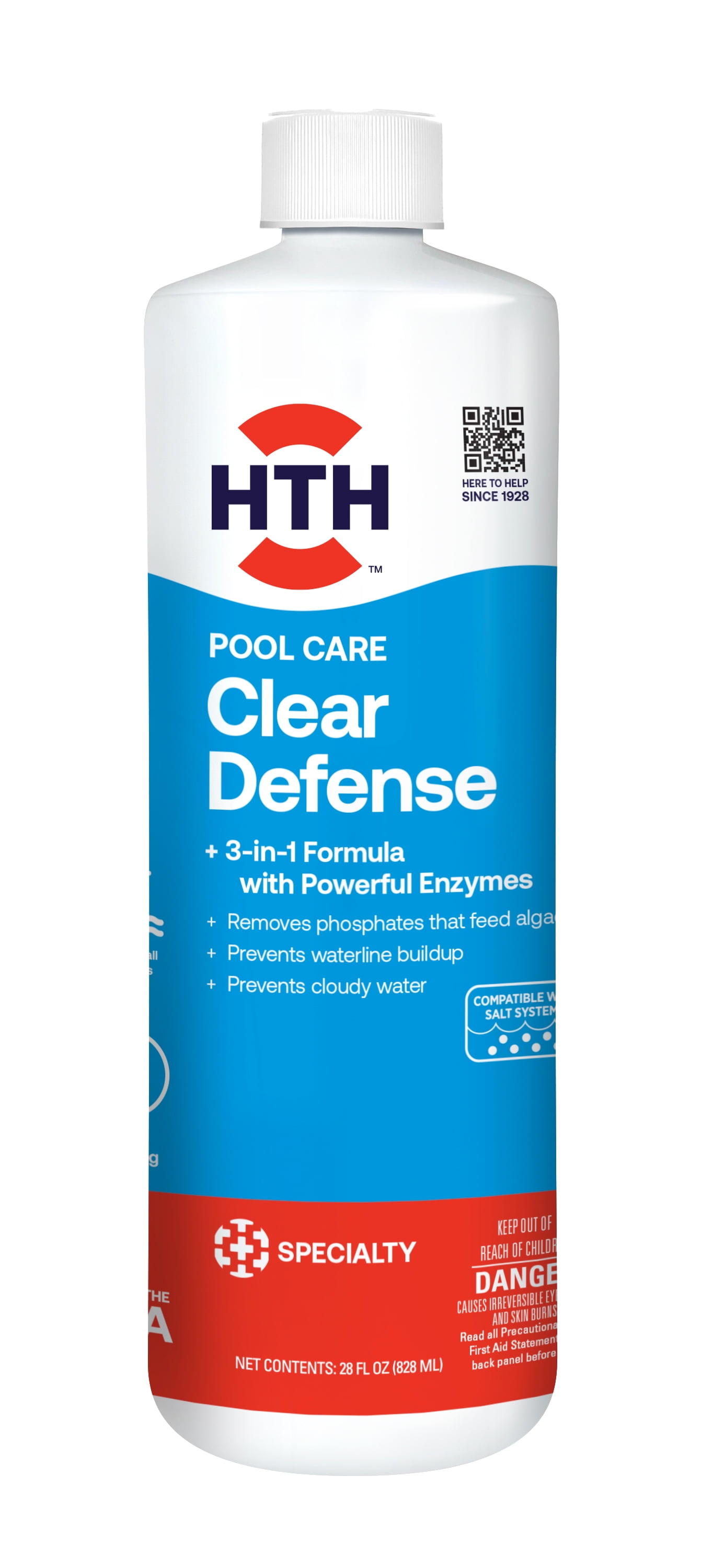 HTH Pool Care Clear Defense for Swimming Pools, Liquid, 28 oz ...