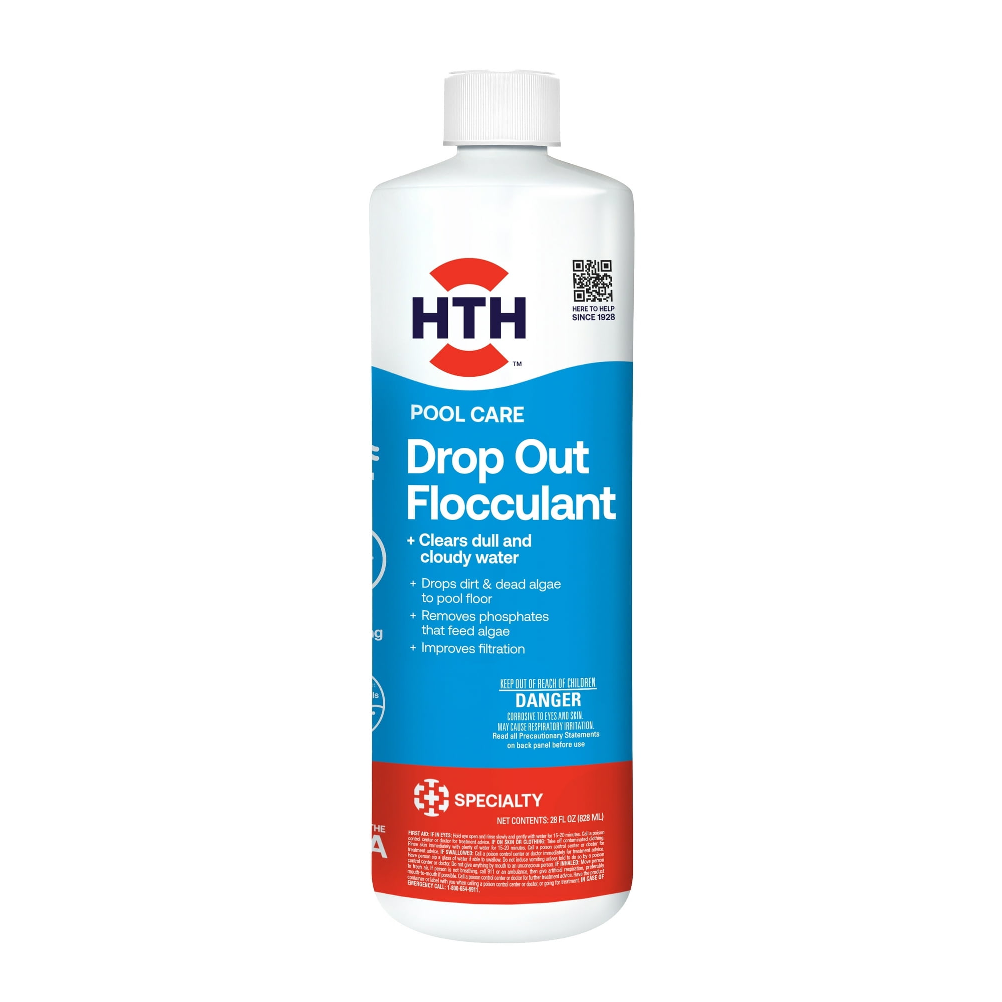 HTH Pool Care Drop Out Flocculant for Swimming Pools, Liquid, 28 oz (2 ...