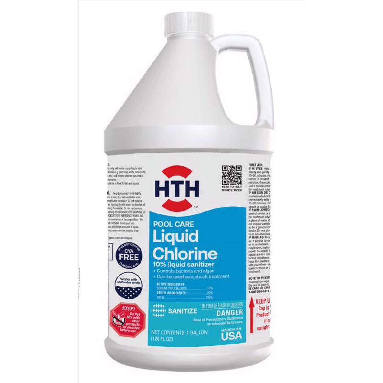 HTH Pool Care Chlorine Swimming Sanitizing Liquid Chemicals, 1 gal ...