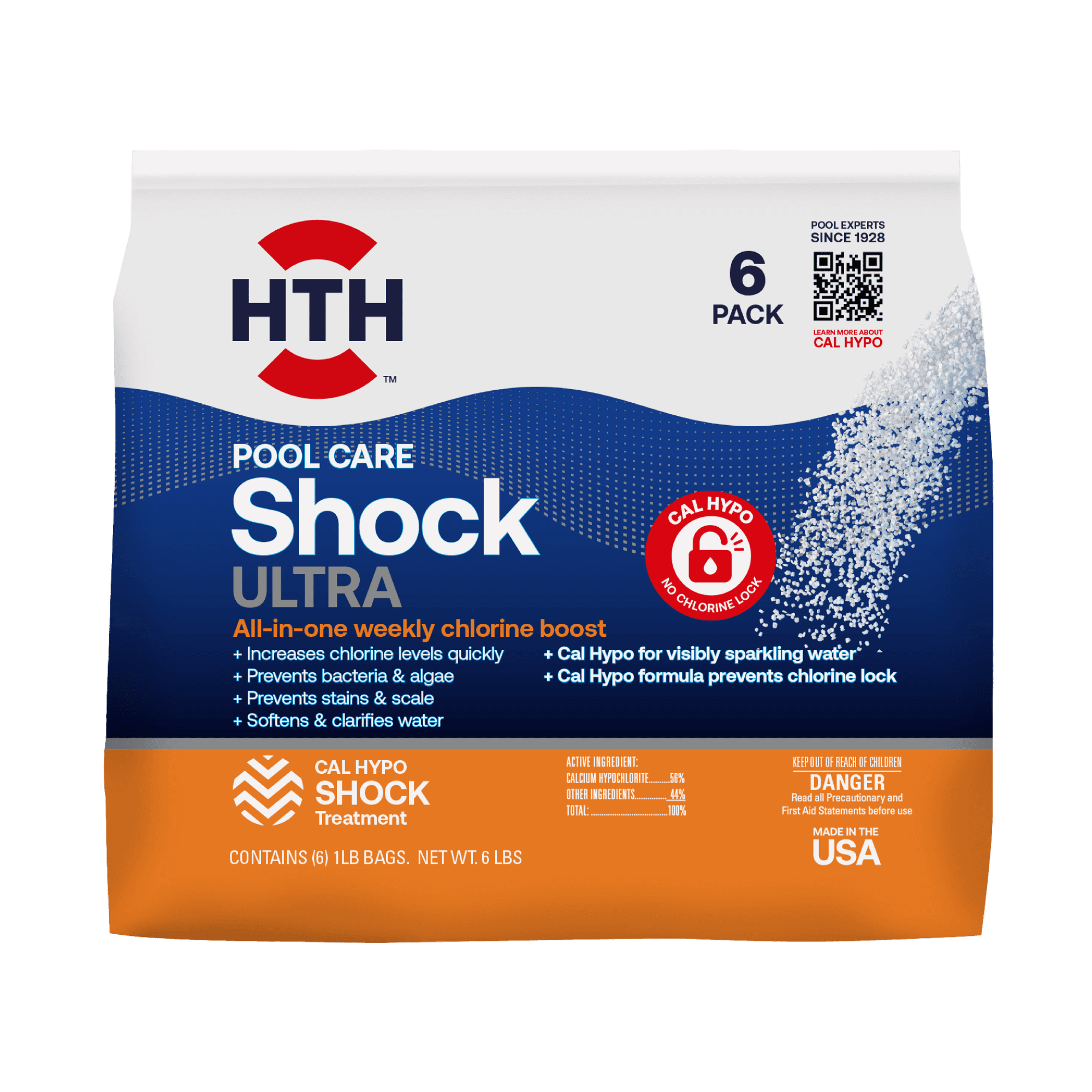 HTH Pool Care Shock Ultra for Swimming Pools, Granules, 6 Pack, 1 lb ...