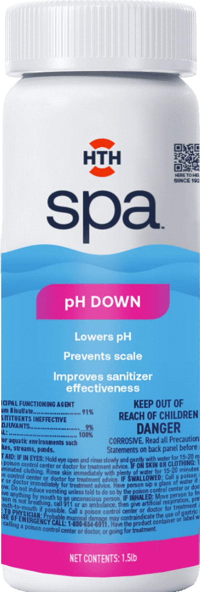 HTH, Spa Care pH Down, 2.5 lb, Powder for water chemistry balance ...