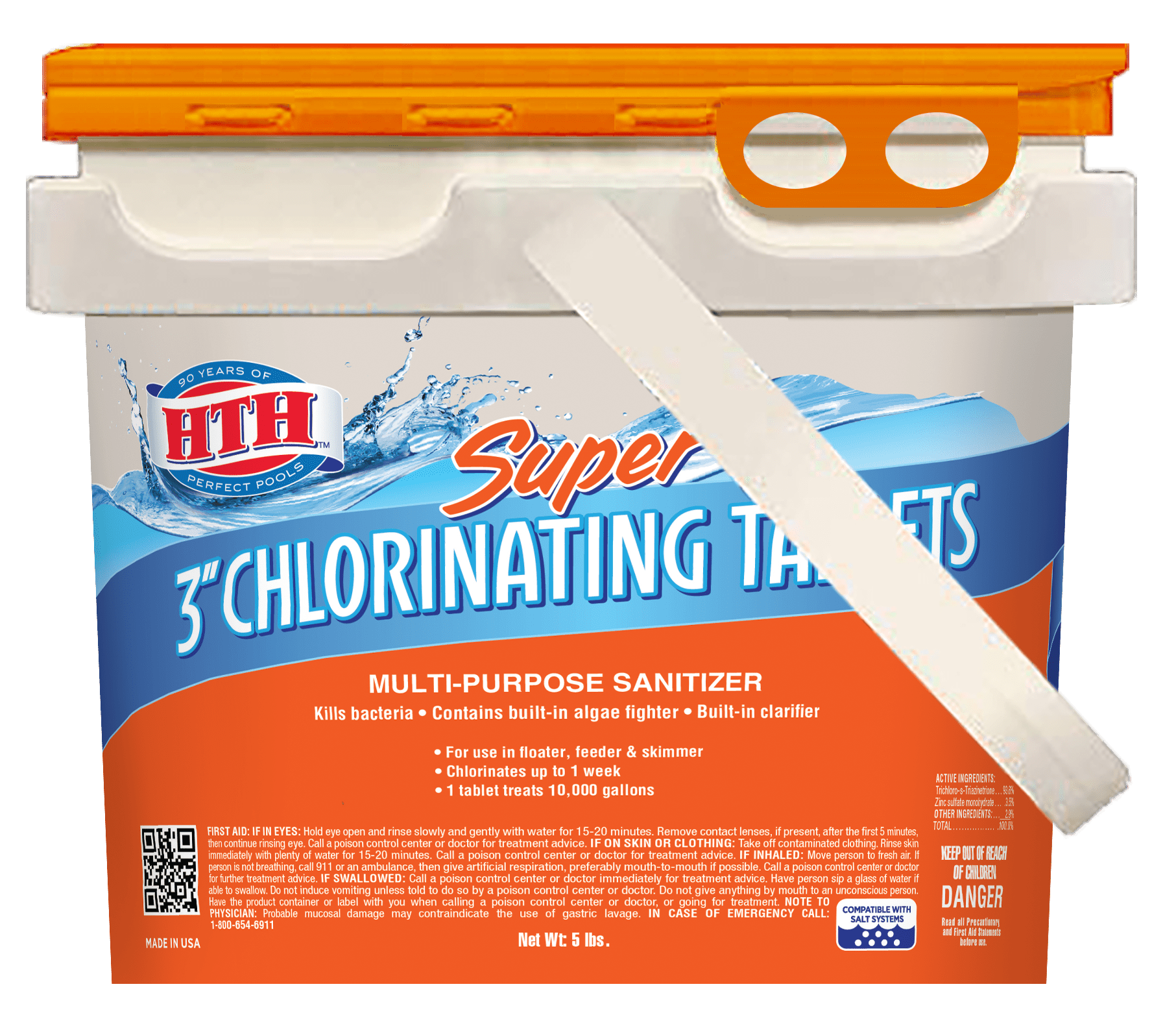 HTH Super 3 inch Dispenser Chlorinator Tablets for Pools, 5 lbs ...