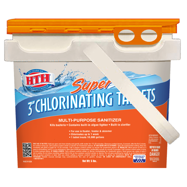 HTH Super 3 inch Dispenser Chlorinator Tablets for Pools, 5 lbs ...