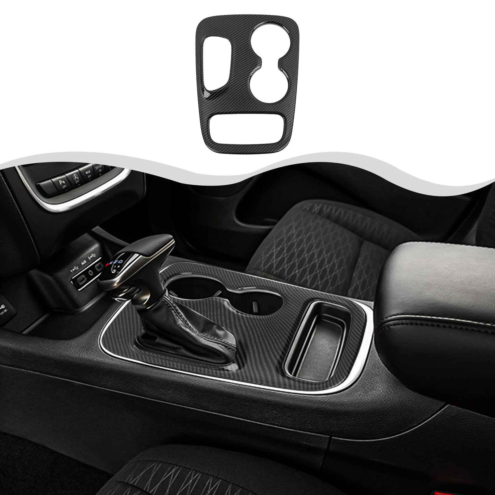 HTHE Carbon Fiber Center IFF17 Console Gear Shift Panel Cover Center Console Cup Holder Panel ...