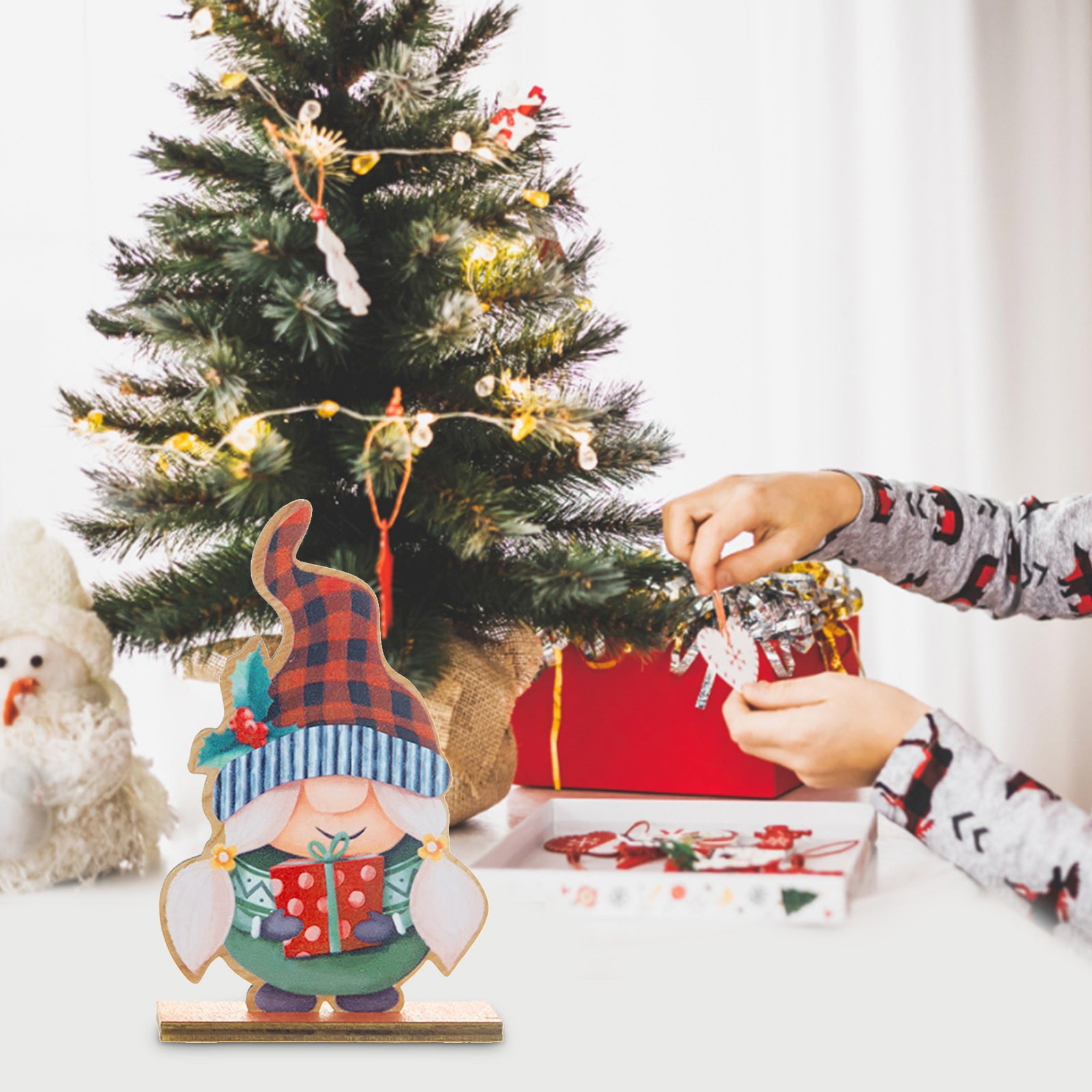 HTHJSCO Christmas Ornaments Gifts Old Man Desktop Ornaments Diy Removable Wooden Christmas ...