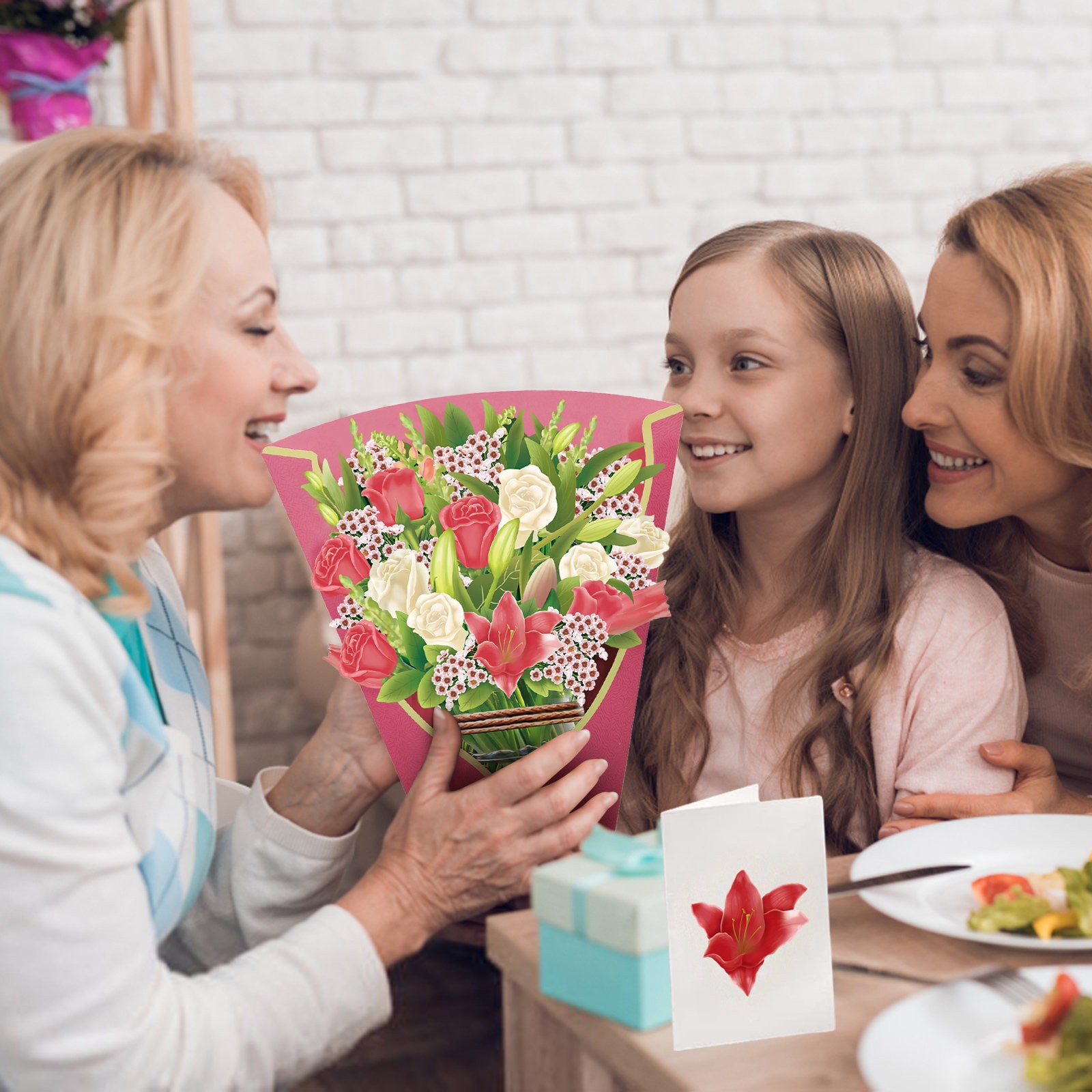 HTHJSCO Greeting Card 3D Popup Flower Bouquet Cards Paper Up Bouquet ...