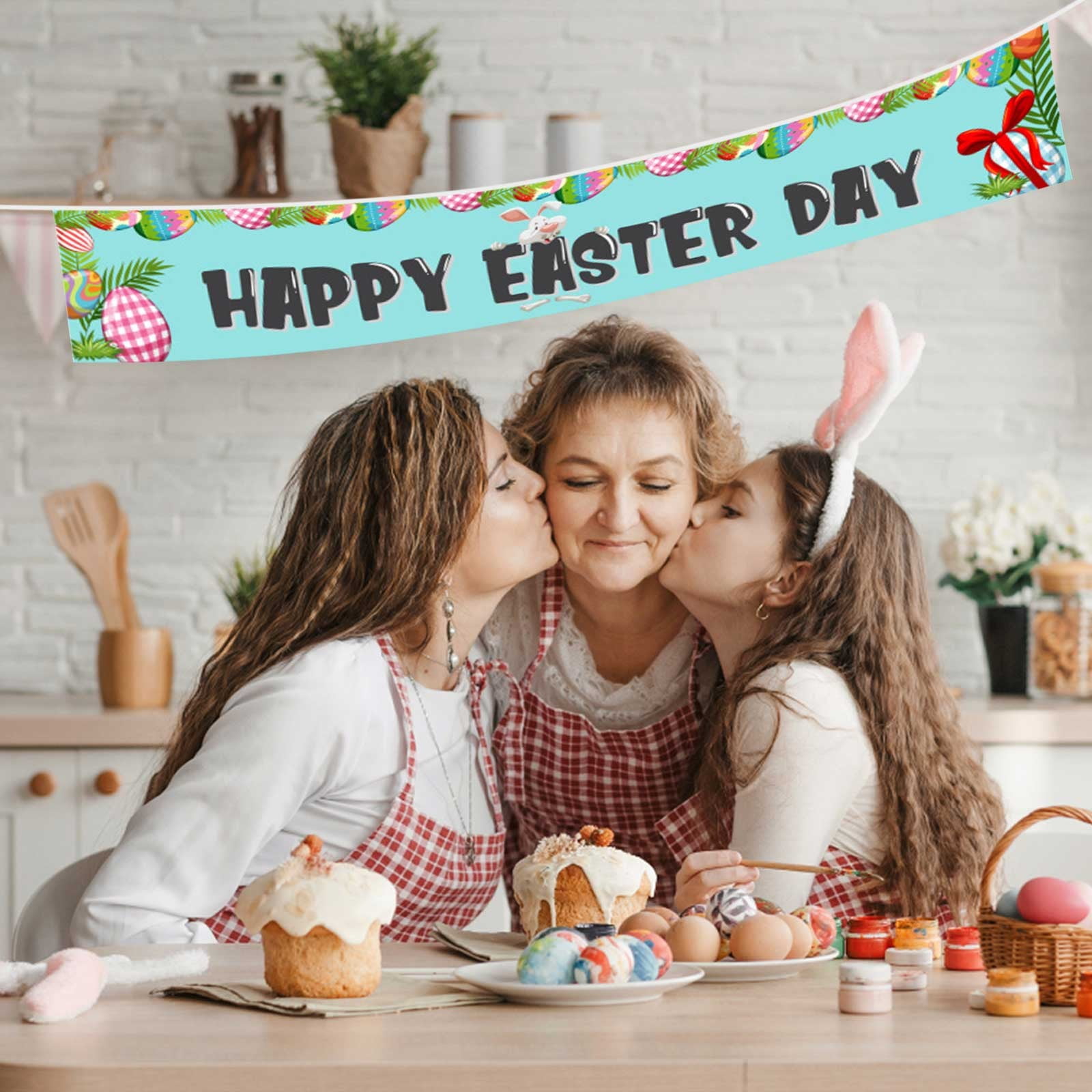 HTHJSCO Home Garden Bunny Bouquet Spring Easter Flag Banner Easter ...