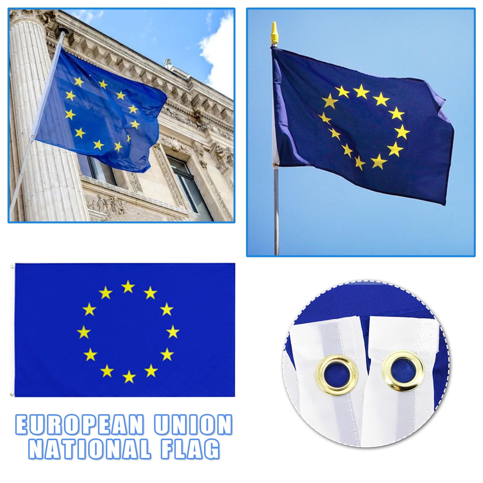 HTHJSCO Polyester Cloth Chunya Spinning 90 X 150Cm Eu Flag Polyester Flag Festival Flag ...