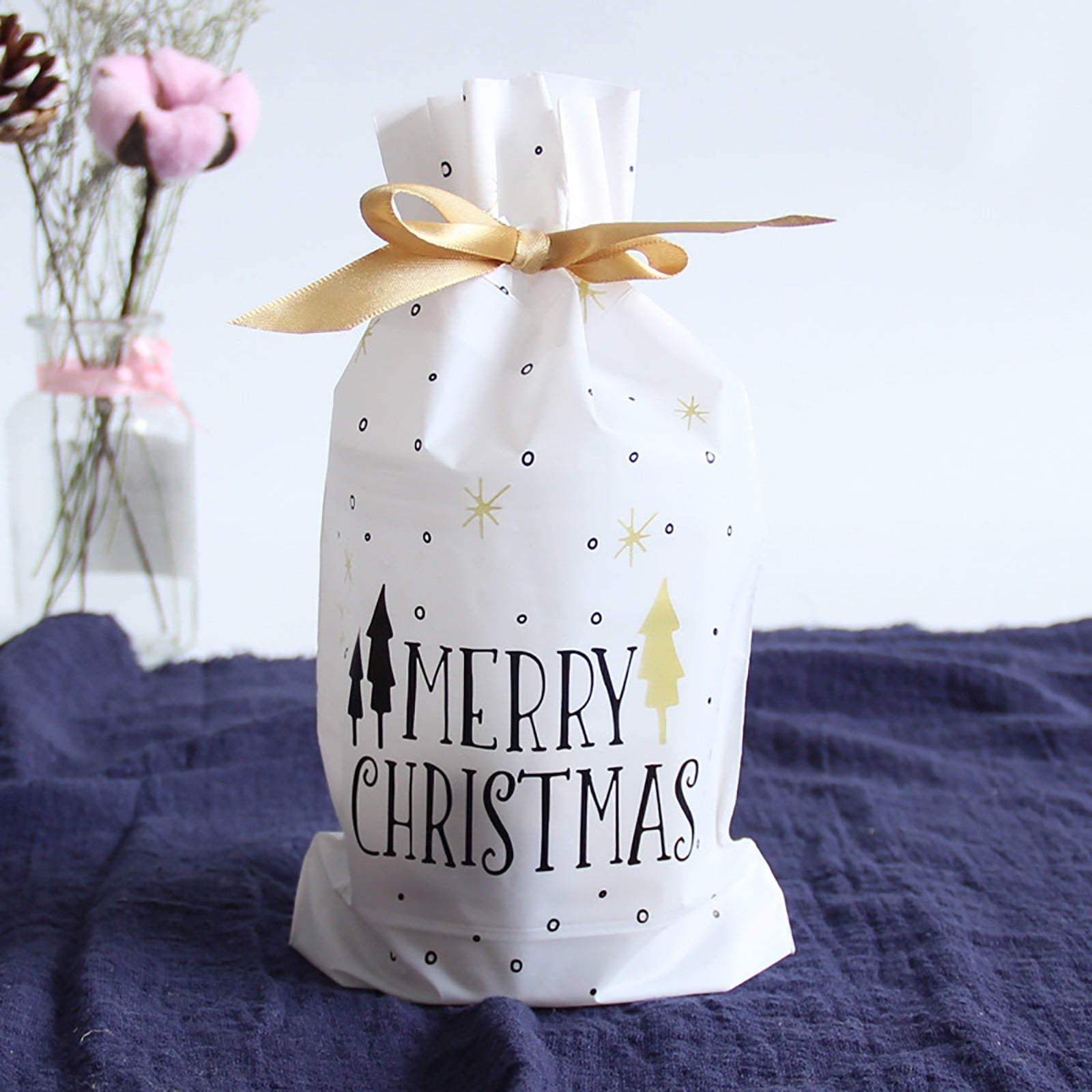 HTHJSCO Reusable Multicolor Christmas Drawstring Gift Bags with Ribbon ...