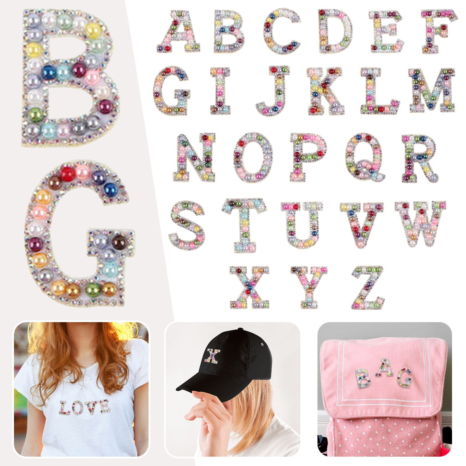 HTHJSCO Stickers Letter Patch Set of Pearl Rhinestone Shiny Pearl ...