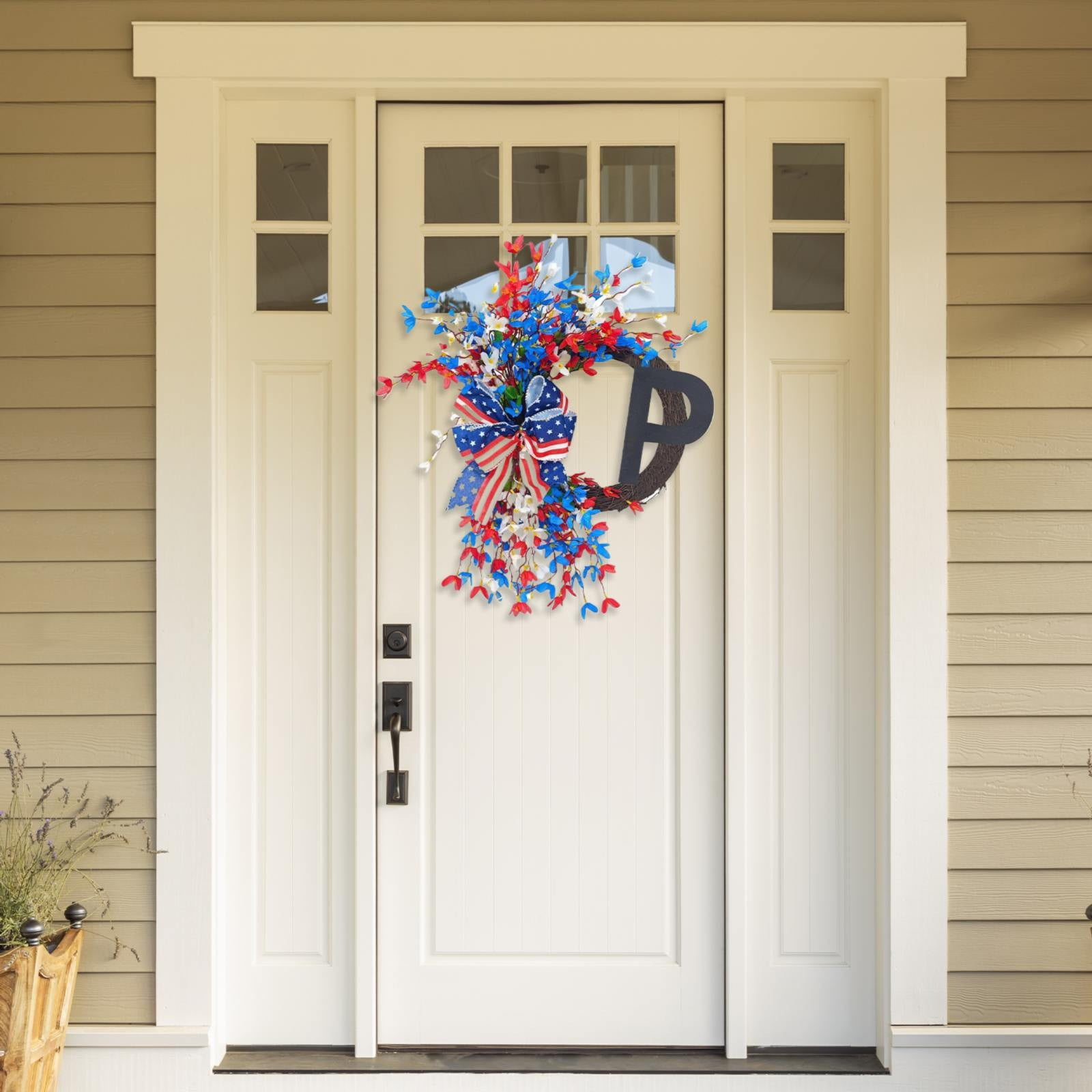 HTHJSCO Wreath 26 Letter 4Th of July Wreaths Farmhouse Surname Alphabet ...