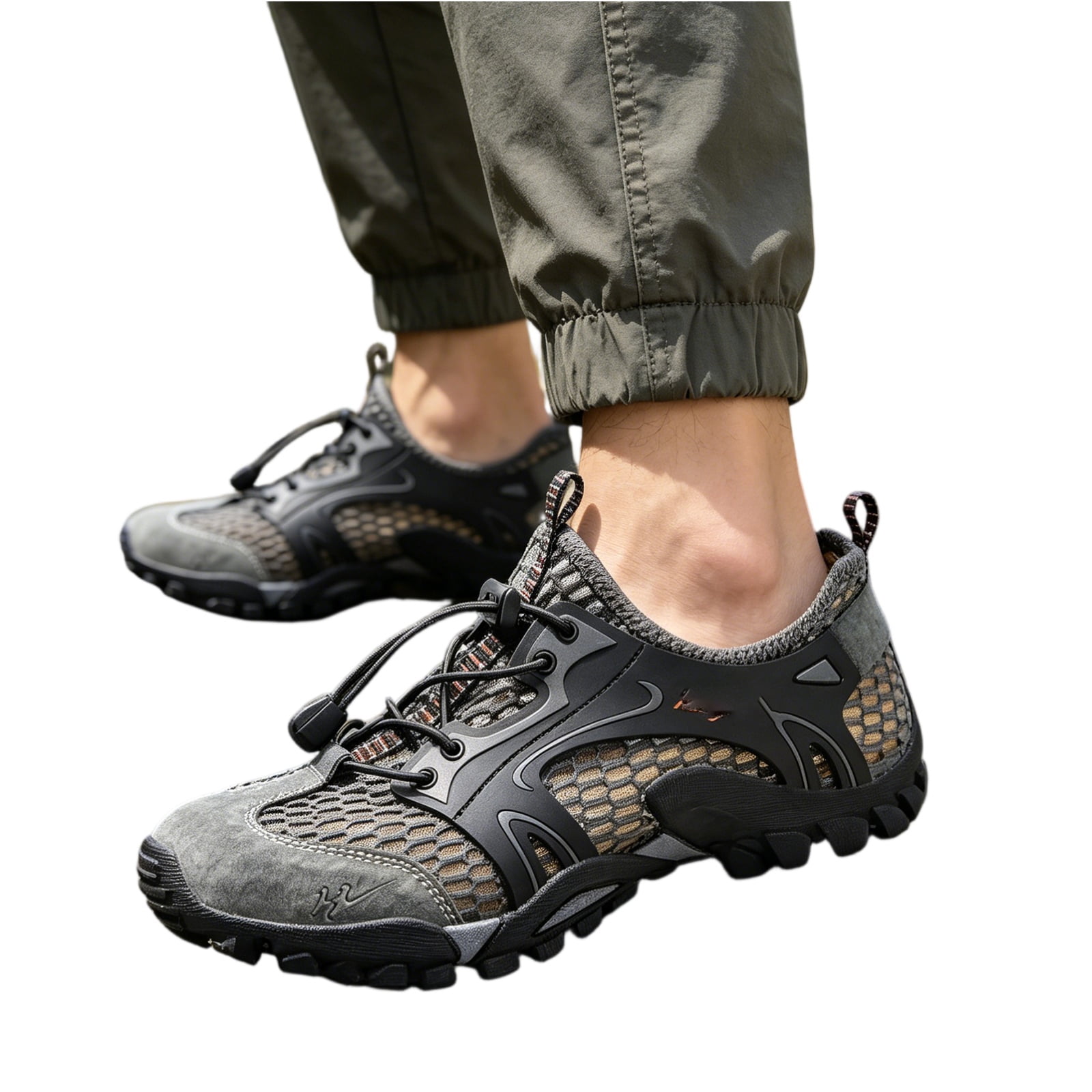 HTHLVMD Black Trail Running Shoes, Rugged Non-Slip Sneakers, Hiking ...