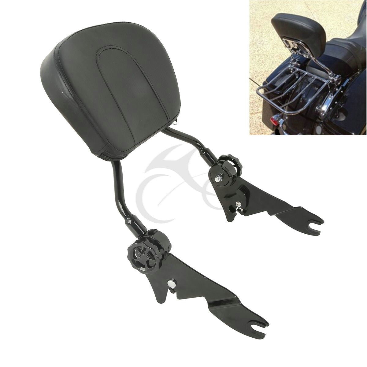 HTHY Adjustable Sissy Bar Passenger Backrest W/ Pad For Harley Touring ...