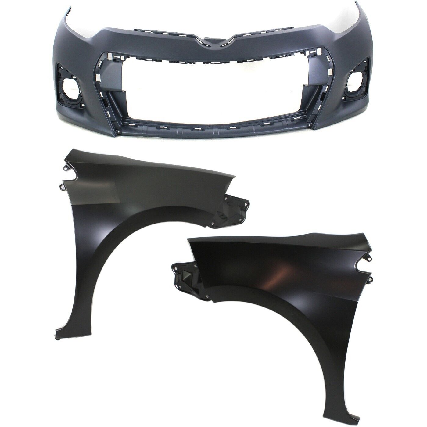 HTHY Front Bumper Cover Kit Includes Fenders For 2014 2015 2016 Toyota ...