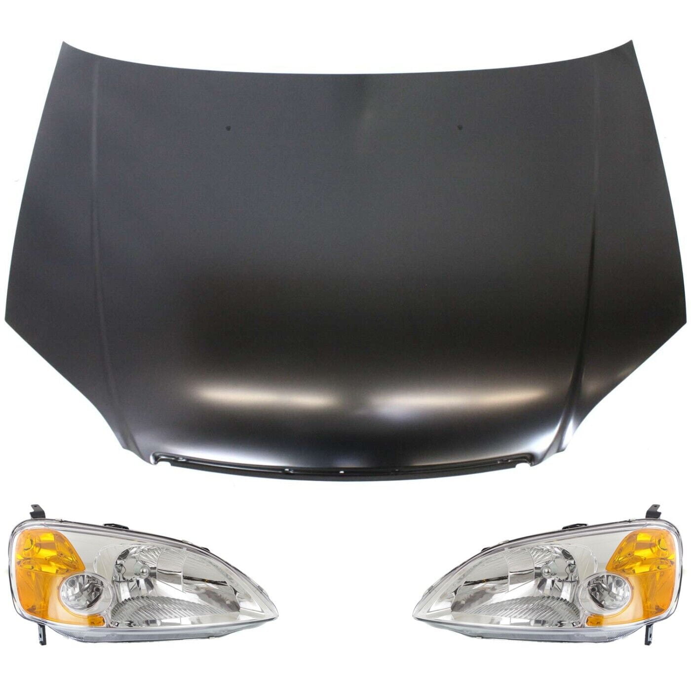 HTHY Hood Kit For 2001-2003 Honda Civic 3Pc With Halogen Headlight ...