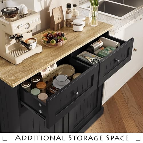 HTK Double Tilt Out Trash Cabinet – Farmhouse Style Hidden Trash Bin ...