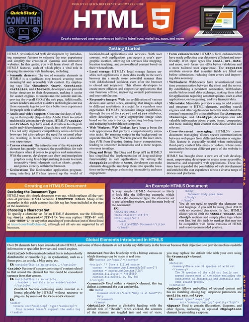 HTML 5 : a QuickStudy Laminated Reference Guide (Edition 2) (Other) - Walmart.com