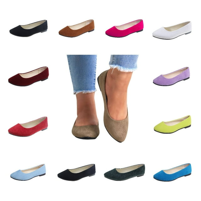 HTNBO Flat Shoes for Women Comfortable Dressy Casual Pointy Toe Flats ...