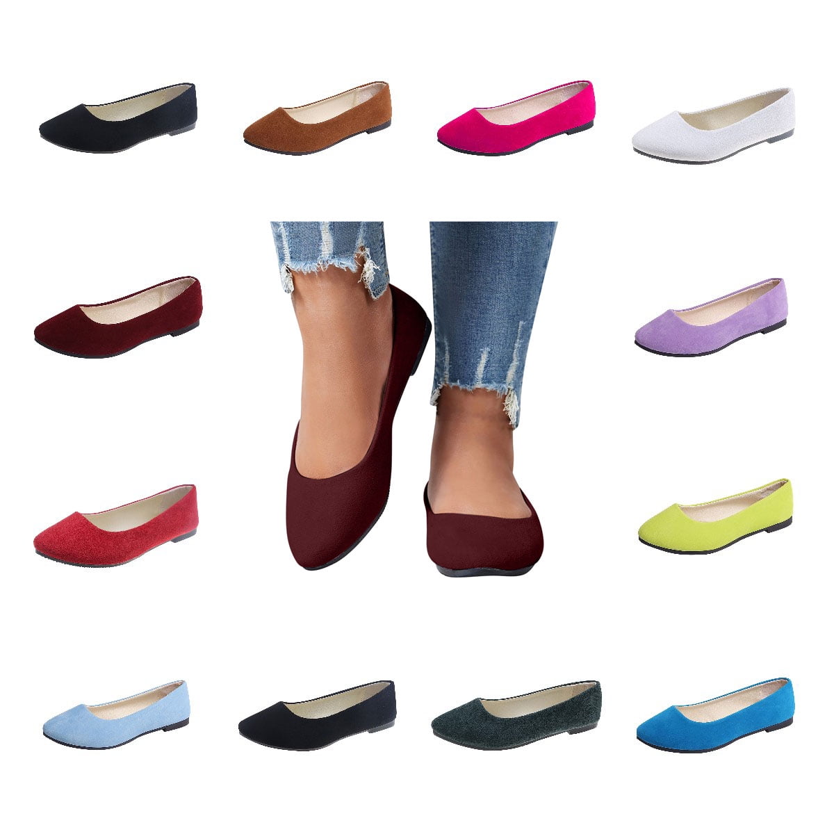HTNBO Flat Shoes for Women Comfortable Dressy Casual Pointy Toe Flats ...