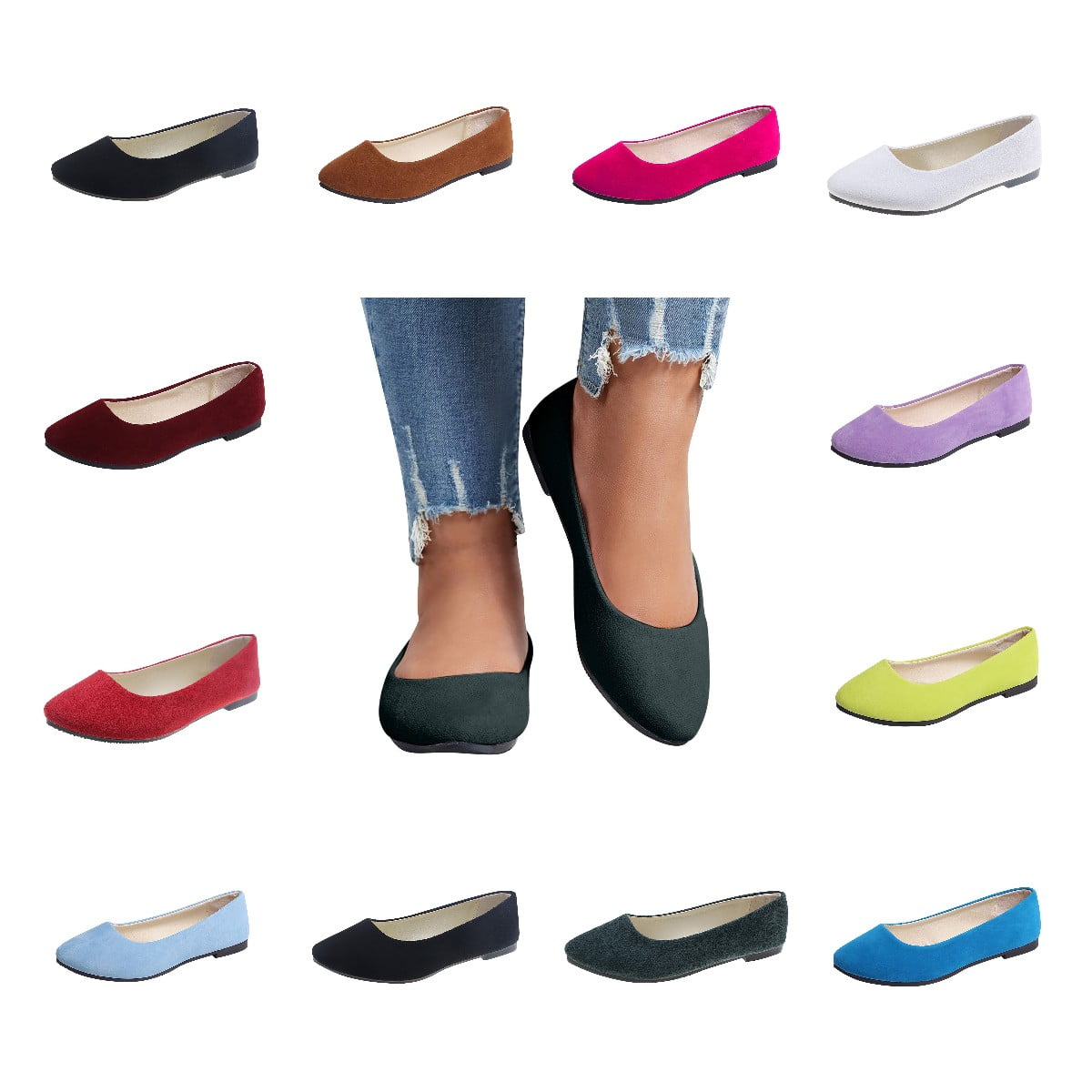 HTNBO Flat Shoes for Women Comfortable Dressy Casual Pointy Toe Flats ...