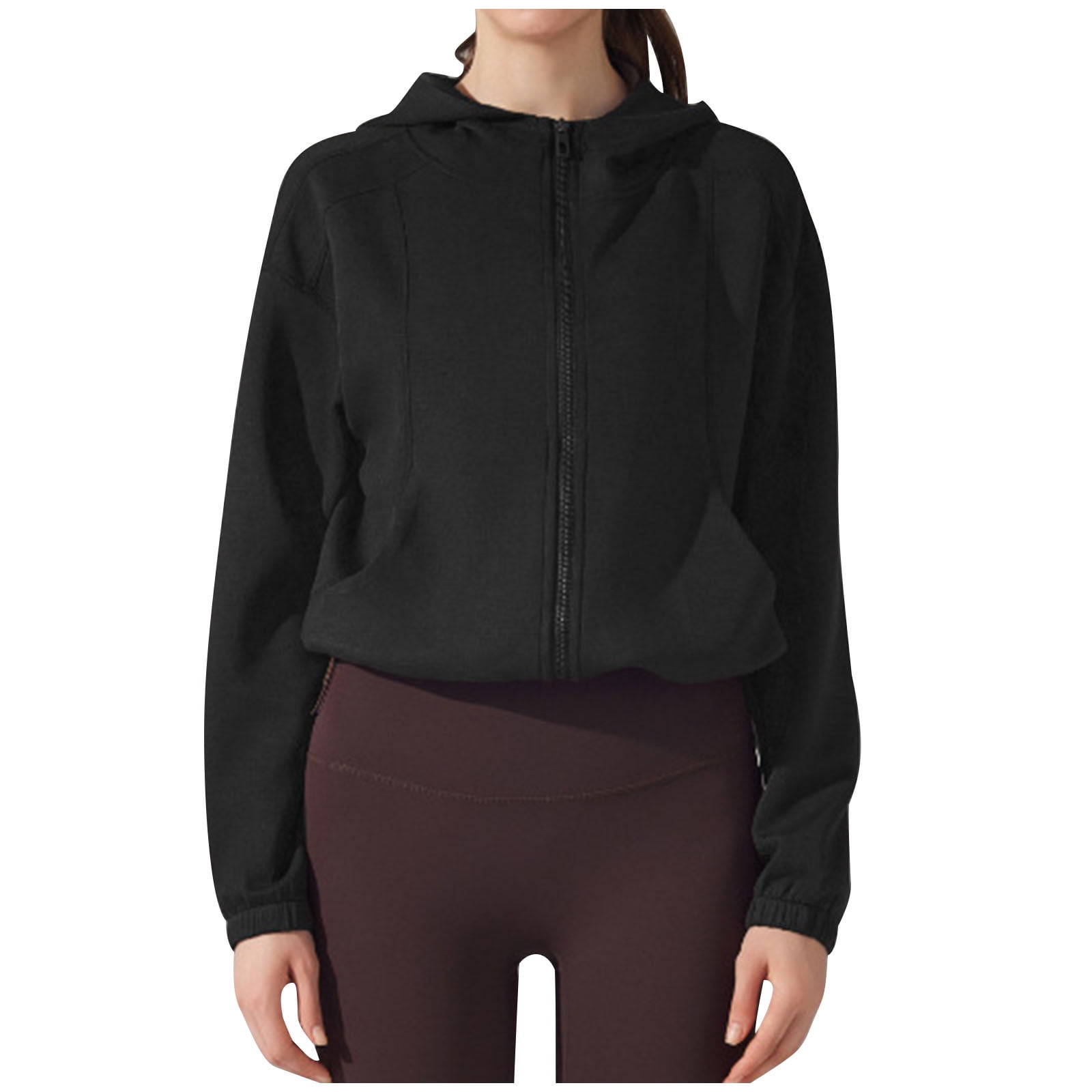 HTNBO Hooded Workout Jacket for Women Zip Up Athletic Running ...