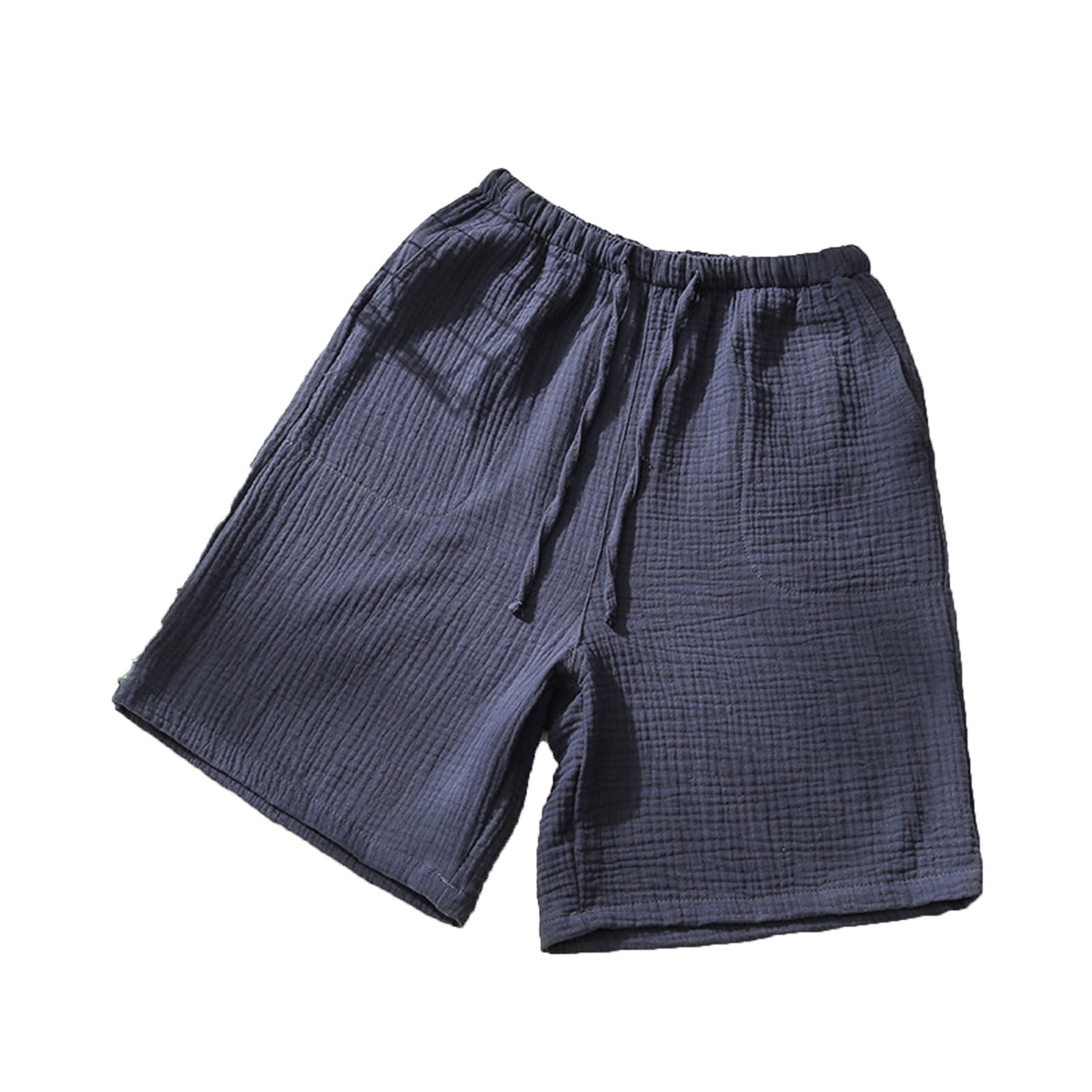 HTNBO Men Lounge Elastic Waist Shorts Wide Leg Pajama Cotton Blend ...