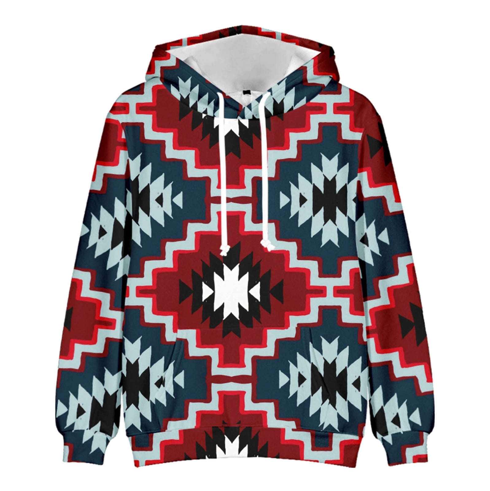 Htnbo Mens Plus Size Loose Sweatshirts Men Casual Western 3d Graphic Hooded Long Sleeve