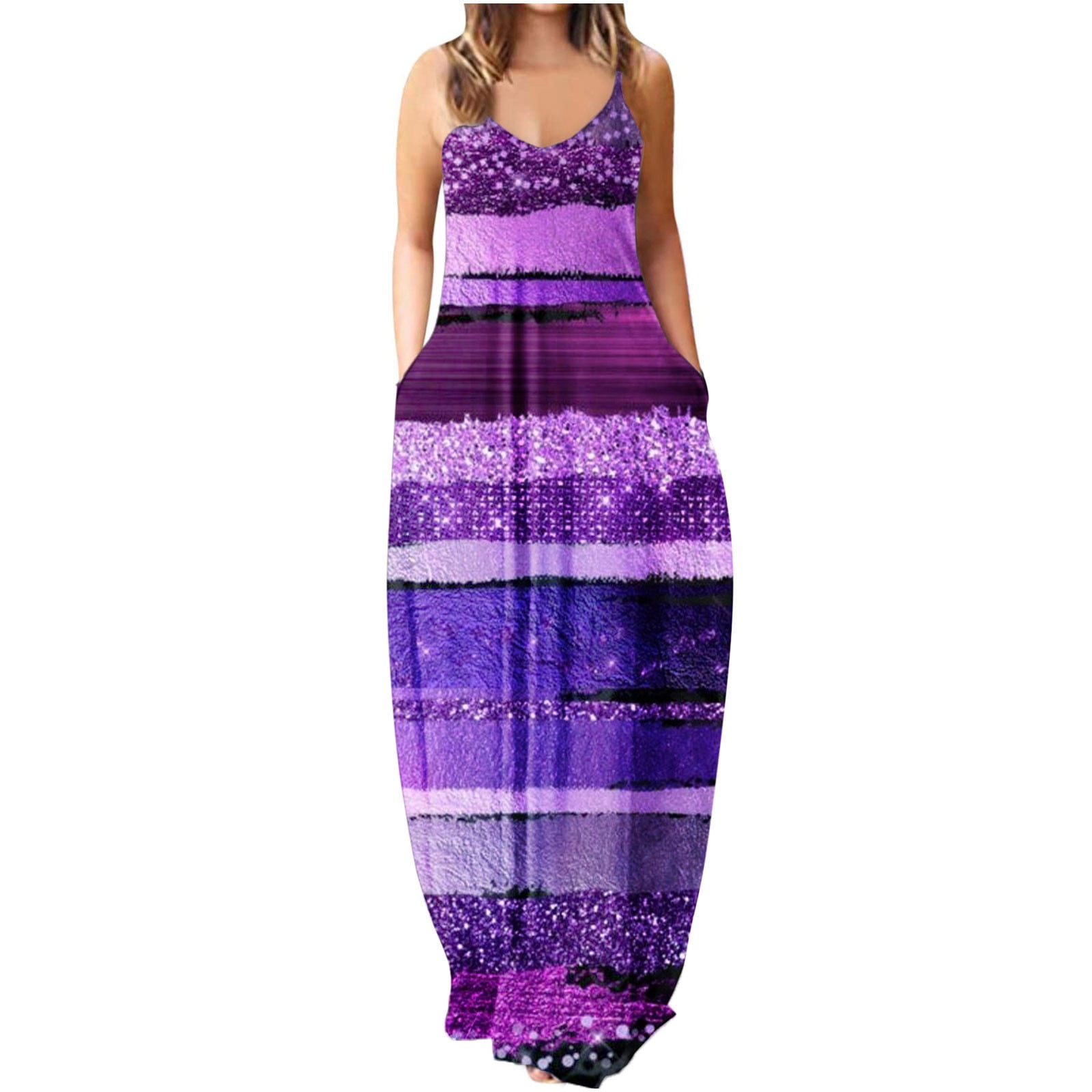 Htnbo Plus Size Smocked Maxi Dresses For Women 2022 Casual Sleeveless