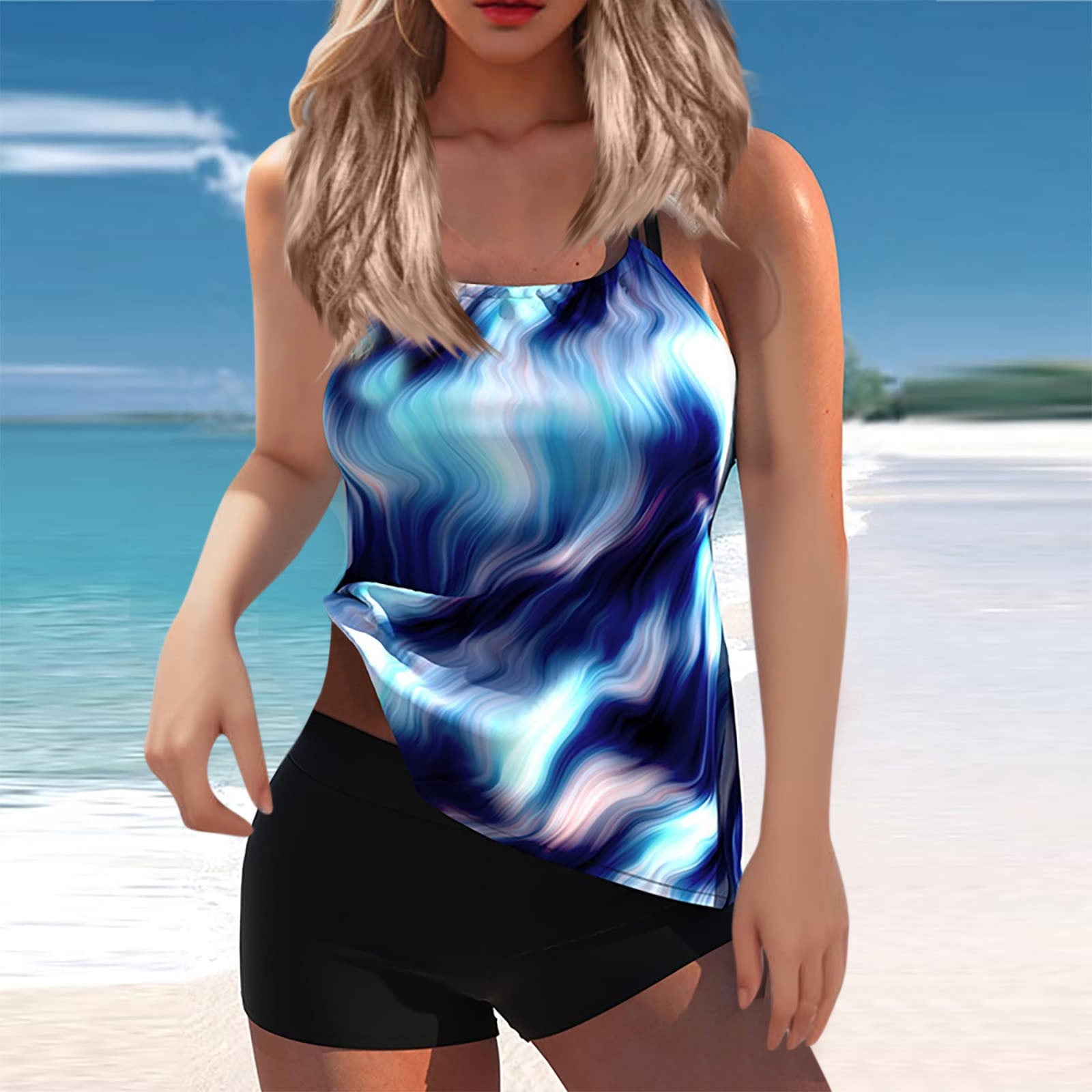 HTNBO Plus Size Tankini Swimsuits for Women 2 Piece Bathing Suit Swim ...