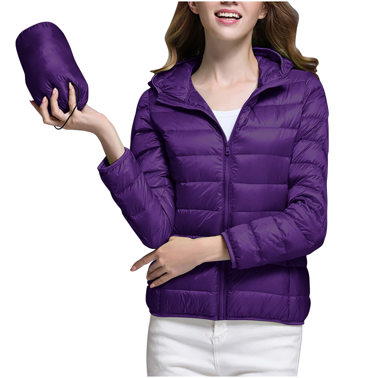 HTNBO Puffer Jacket Womens Winter Packable Ultra Light Weight Hooded ...