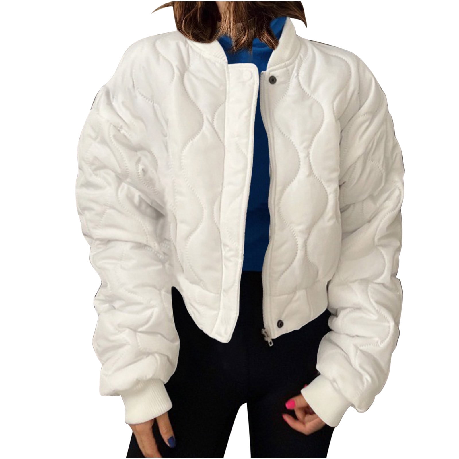 HTNBO Women Workout Gym Puffer Jackets Outfit Long Sleeve Baseball ...