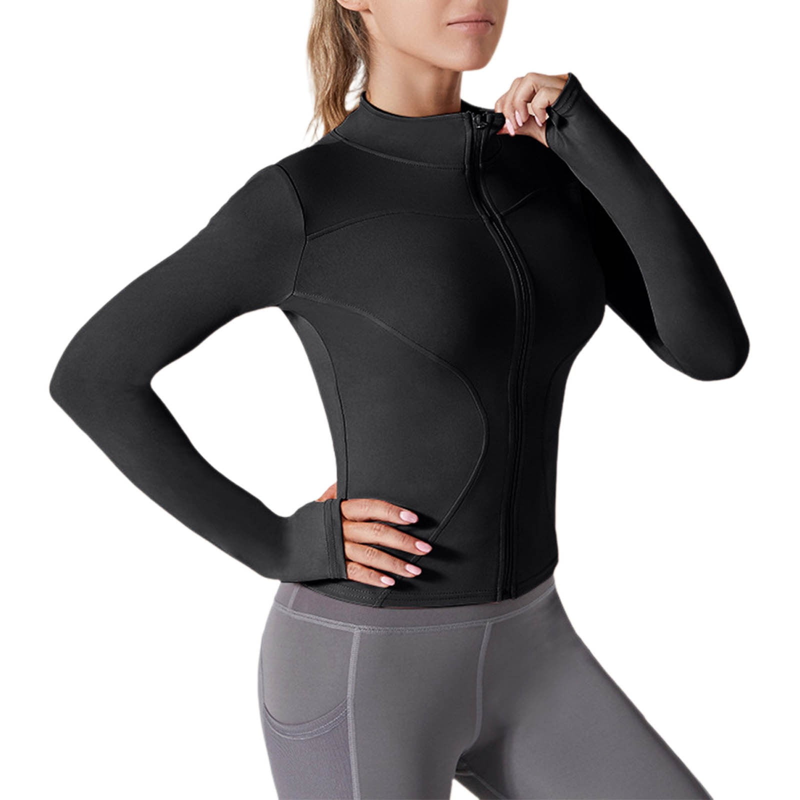 HTNBO Women's Workout Jacket Lightweight Zip Up Long Sleeve UPF 50+ Sun ...